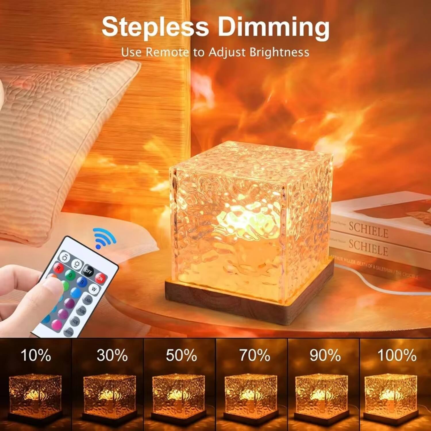Luckbyte 16 Colors Rotating Water Ripple Projector Night Light Dynamic ...