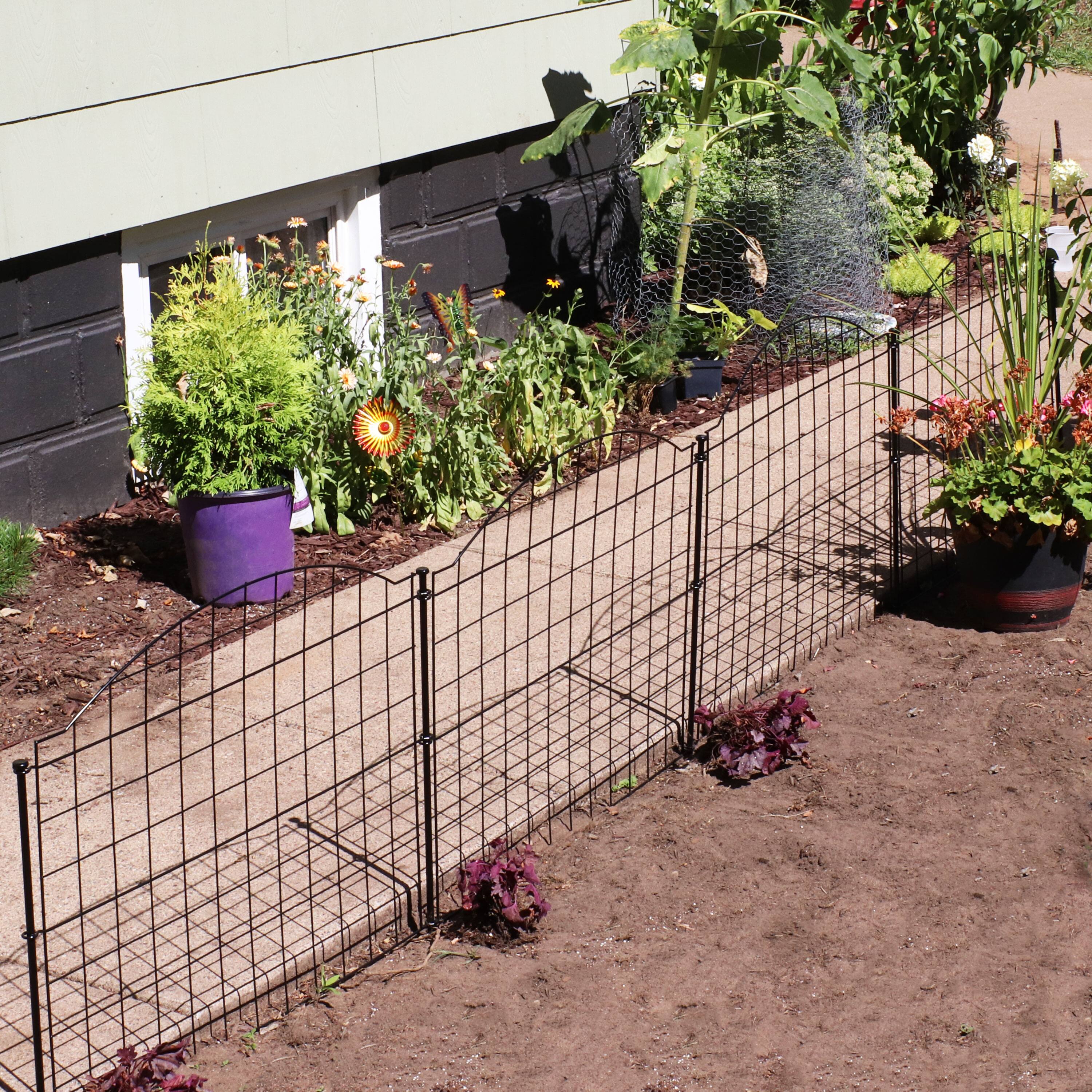 Sunnydaze 5 Piece Arched Grid Steel Garden Border Fence 12.5 ft Black ...