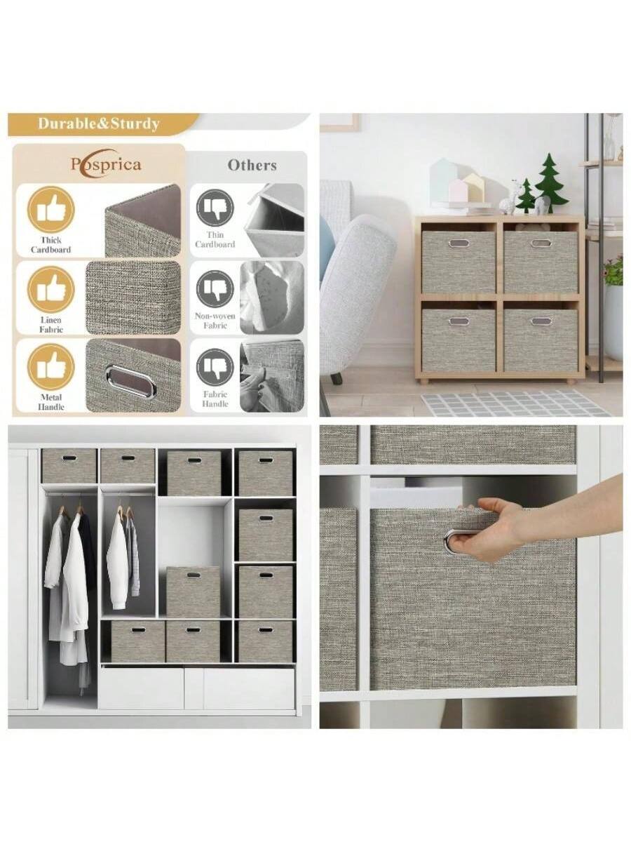 Live At Space Closet Storage Bins, 4 Pack Large Closet Shelf Organizers ...