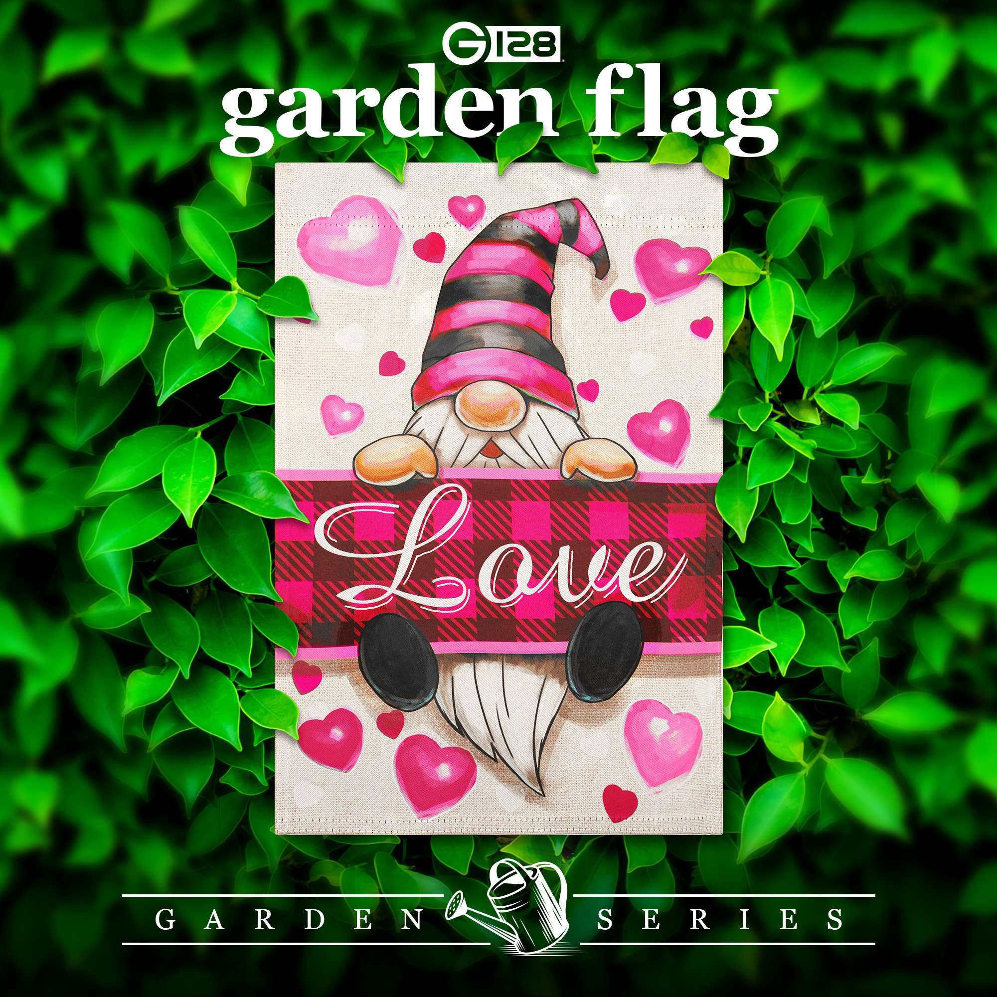 G128 Happy Valentine's Day Love Gnome Garden Flag 12 x 18 in Double ...