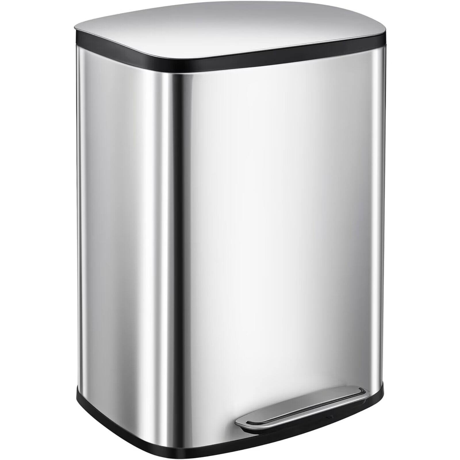 Babevy 13 Gallon Rectangular Heavy Duty Kitchen Trash Can, Smudge Proof ...