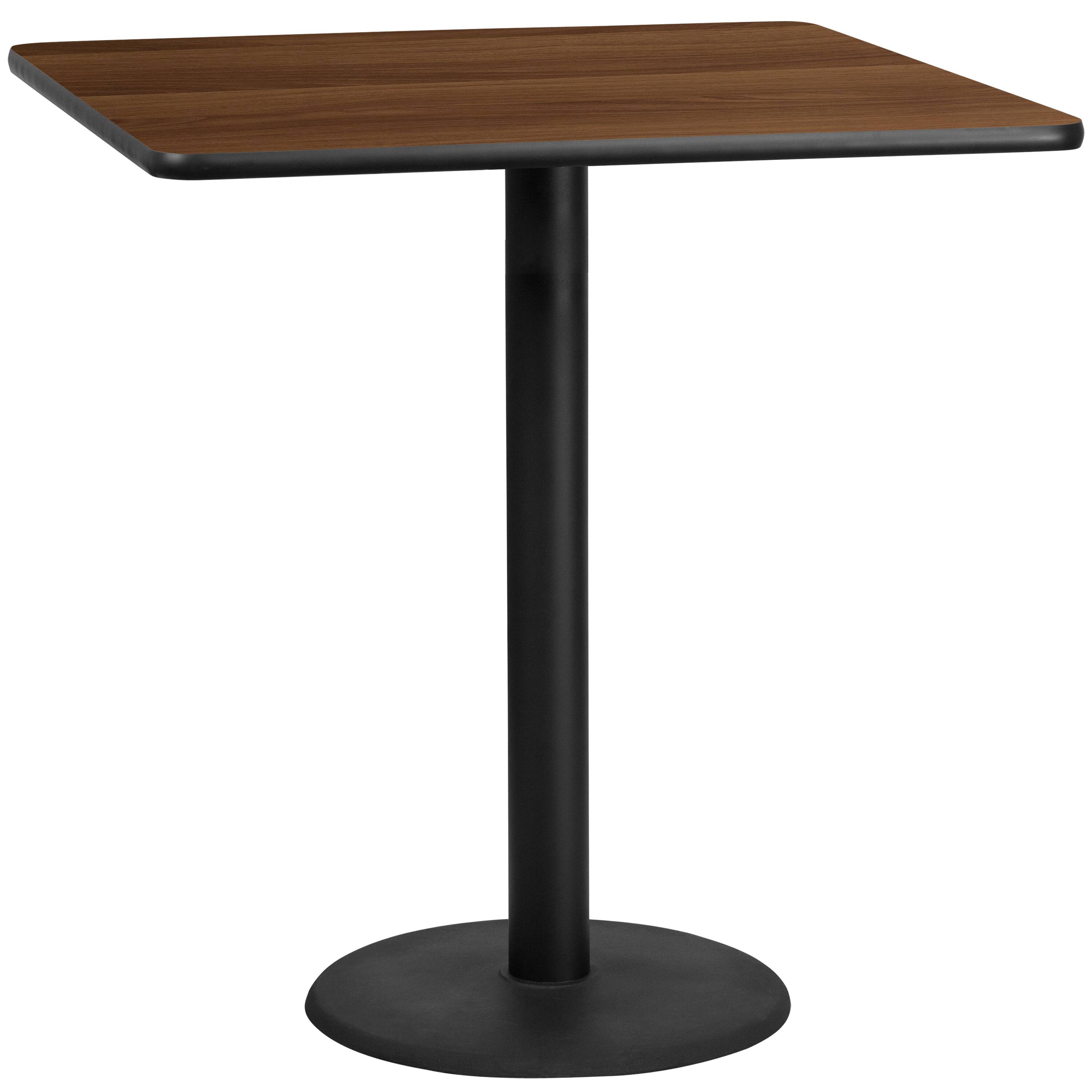 Emma + Oliver 42" Square Laminate Table Top with 24" Round Bar Height ...
