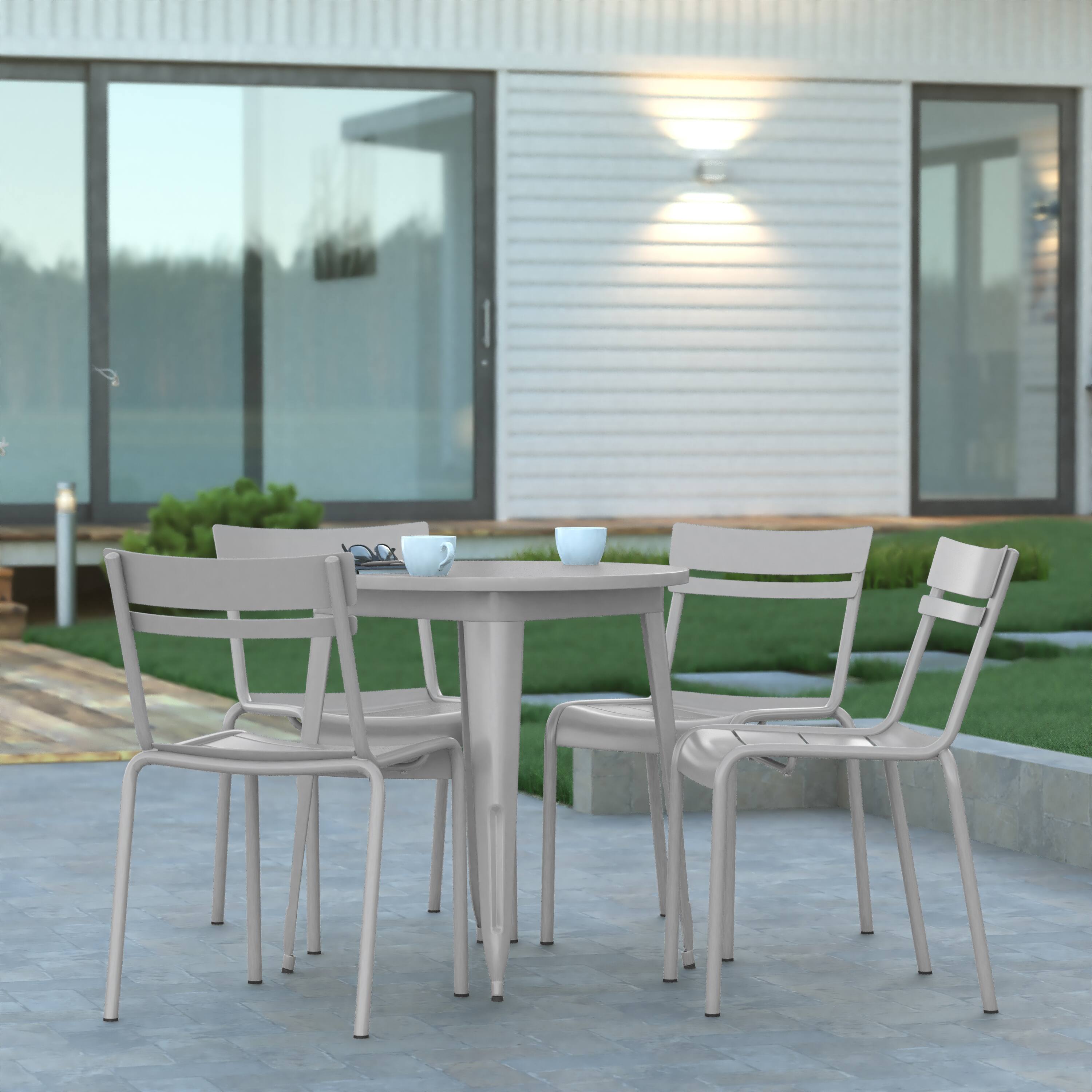 Emma + Oliver Rennes Armless Powder Coated Steel Stacking Dining Chair ...
