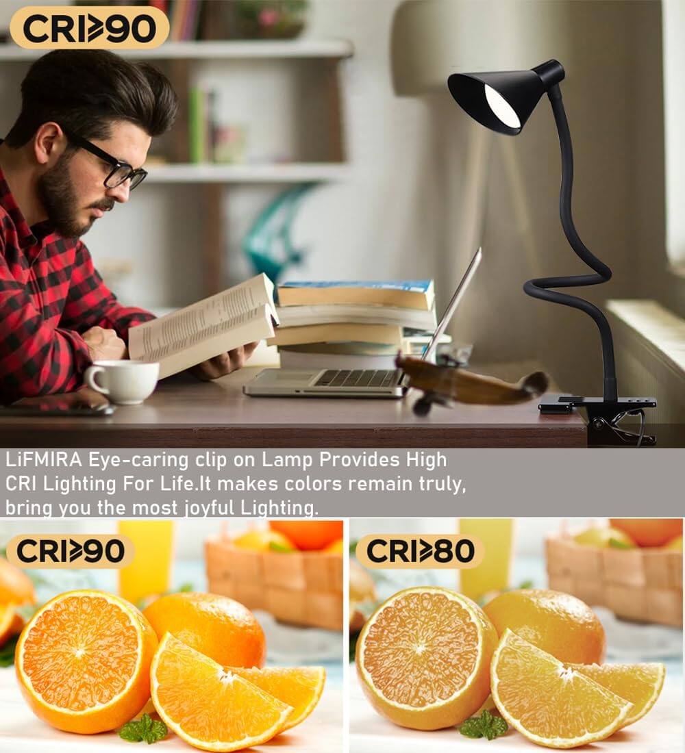 Cozy Serene Black white Light Reading Light USB Clamp Flexible METAL ...