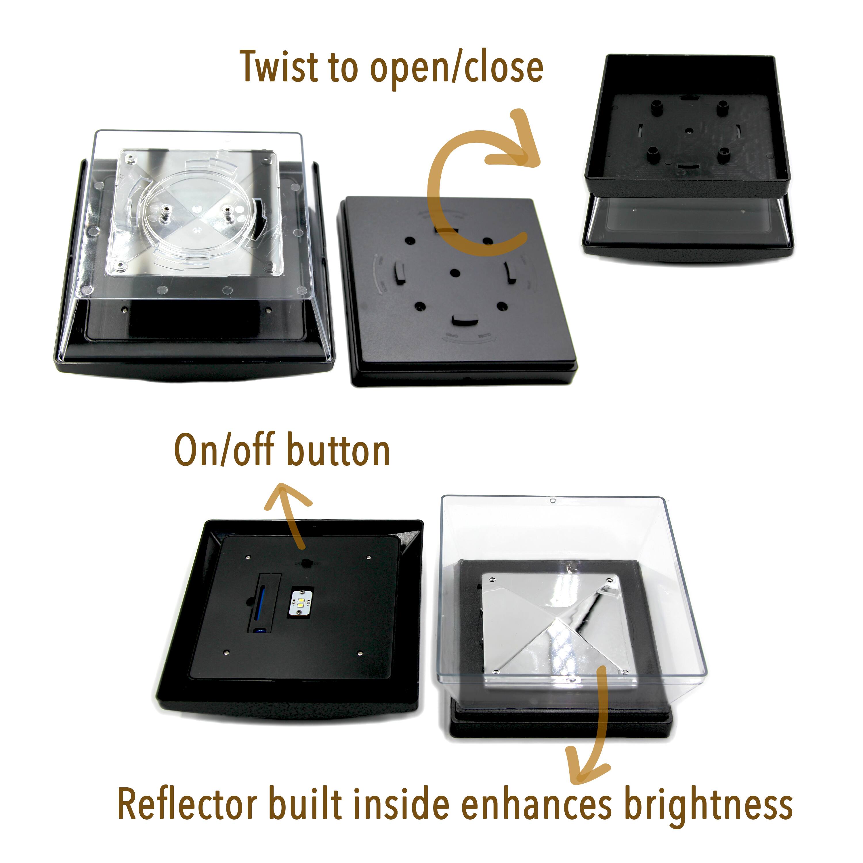 FC Design Ultra Bright Black Solar Post Light Two 28 Lumen SMD LED Fit ...