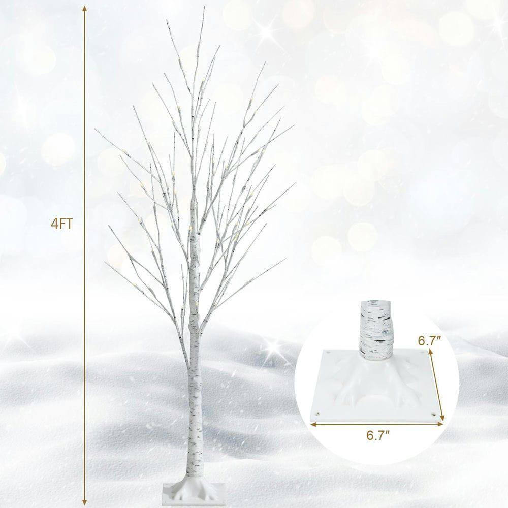 Resenkos 4 Ft Pre Lit Birch Twig Tree with LED Lights White WQ50714-RE ...