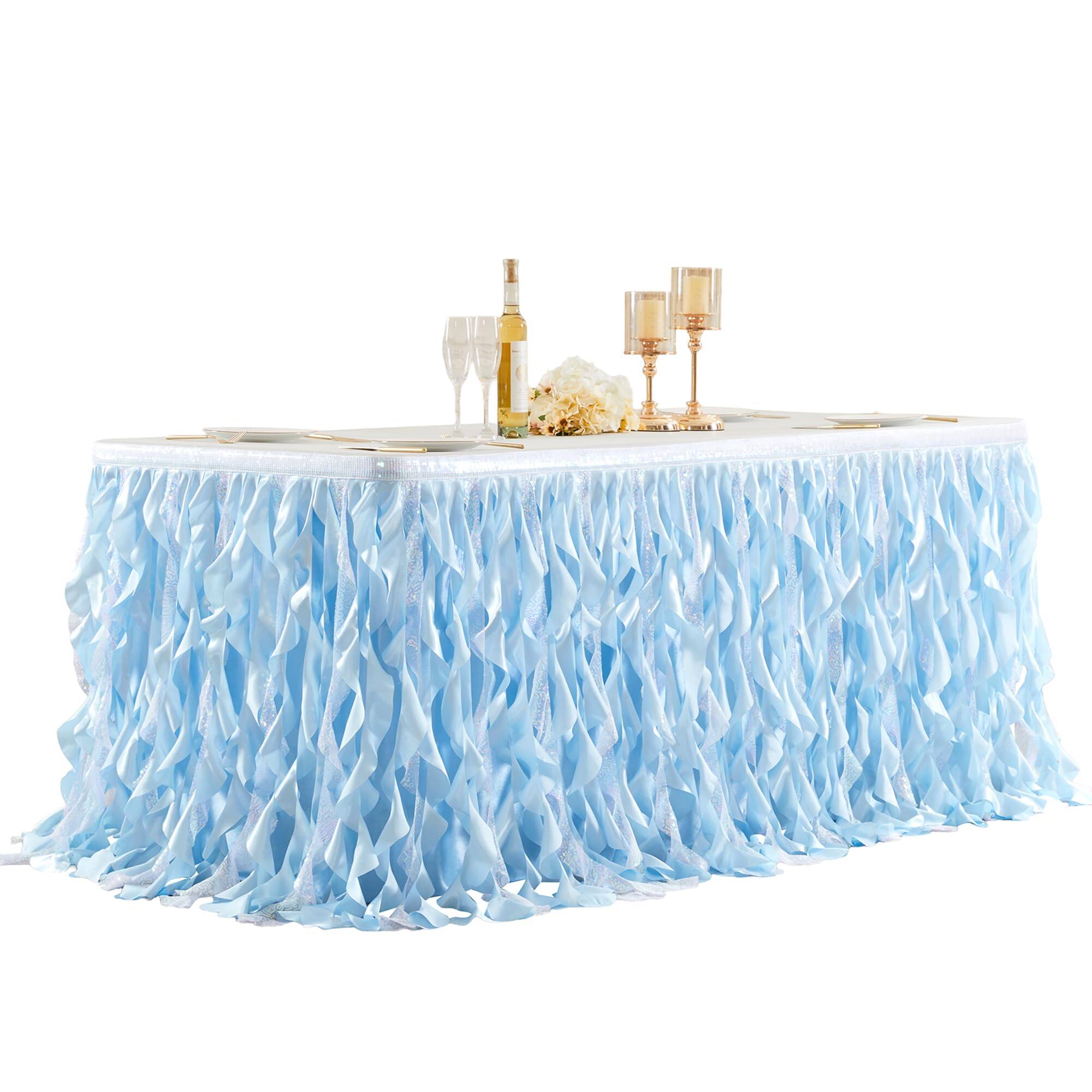 Dapper Styles Light Sequin Table Skirt For Rectangle Tables Glitter ...