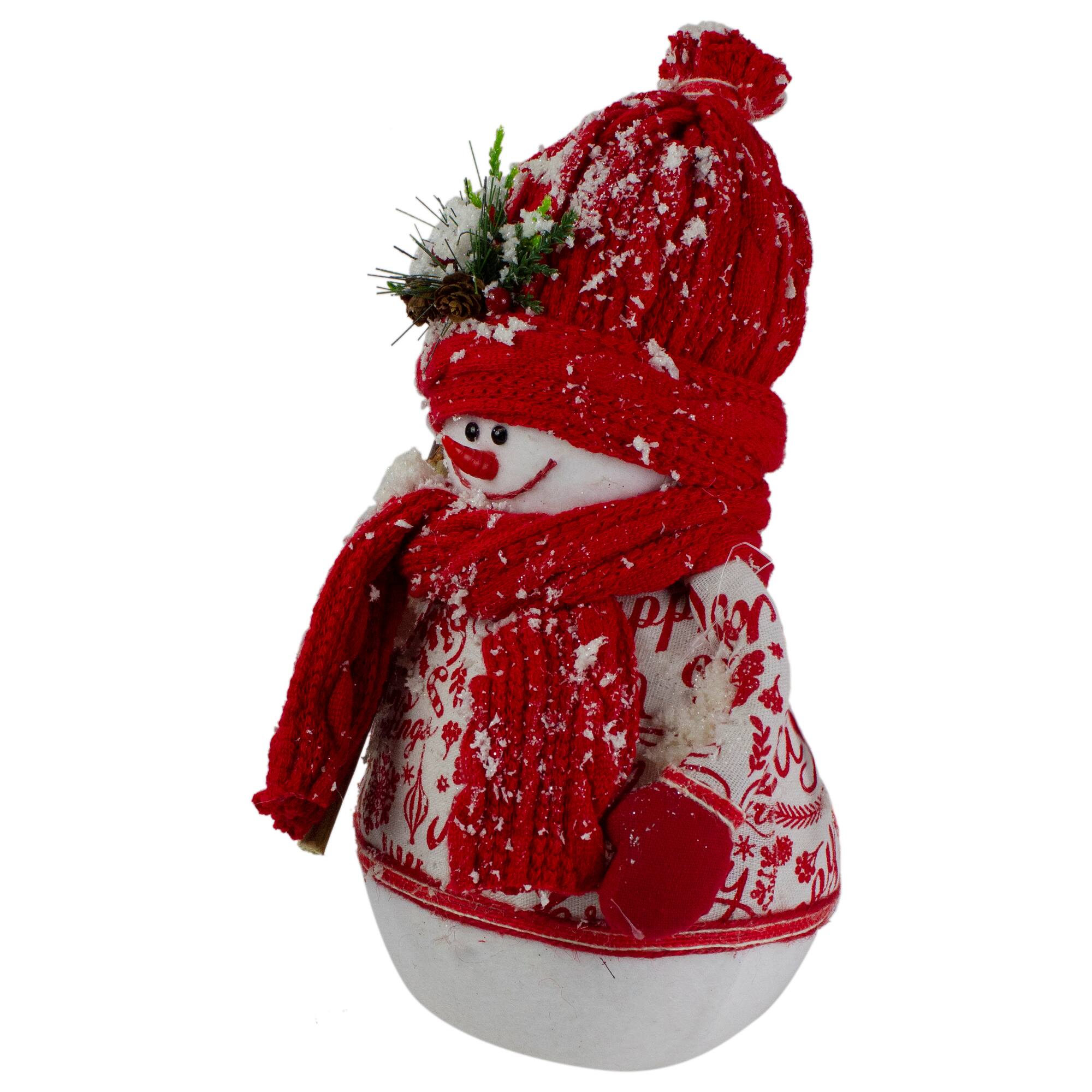 Northlight Standing Snowman Christmas Figure with Broom 12.25" Red and ...