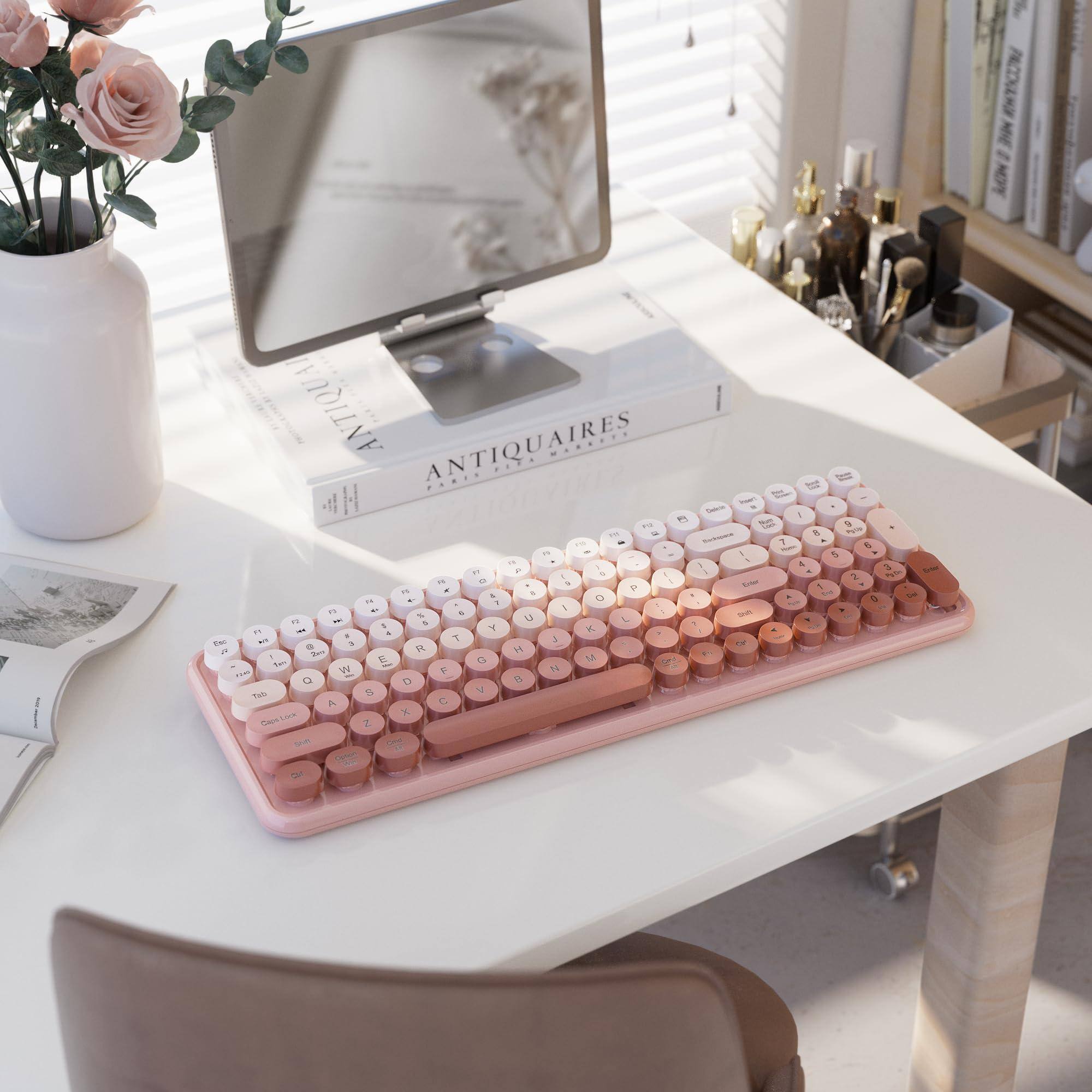 Cozy Serene Colorful 100Keys Keyboards Wireless Compact Rainbow Gradual ...