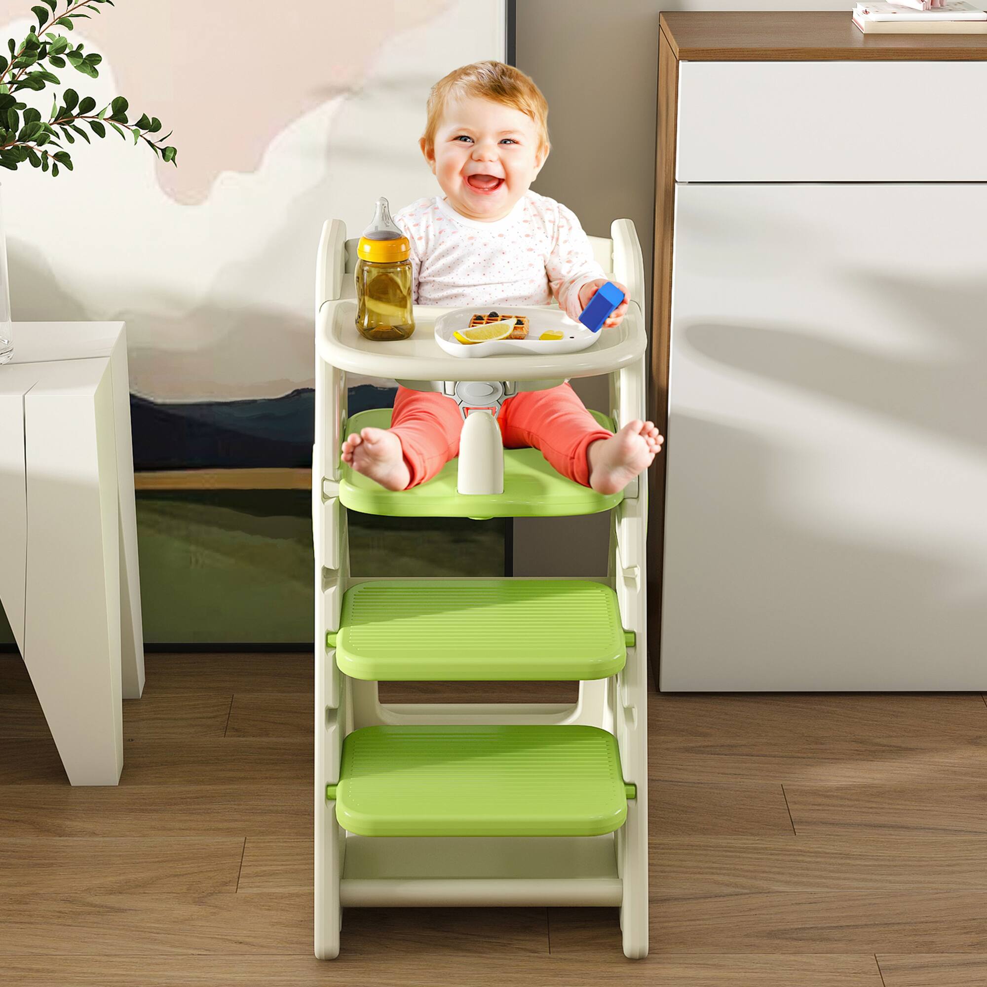 GOODSILO 3 in 1 Convertible High Chair: Adjustable Toddler Tower & Step ...