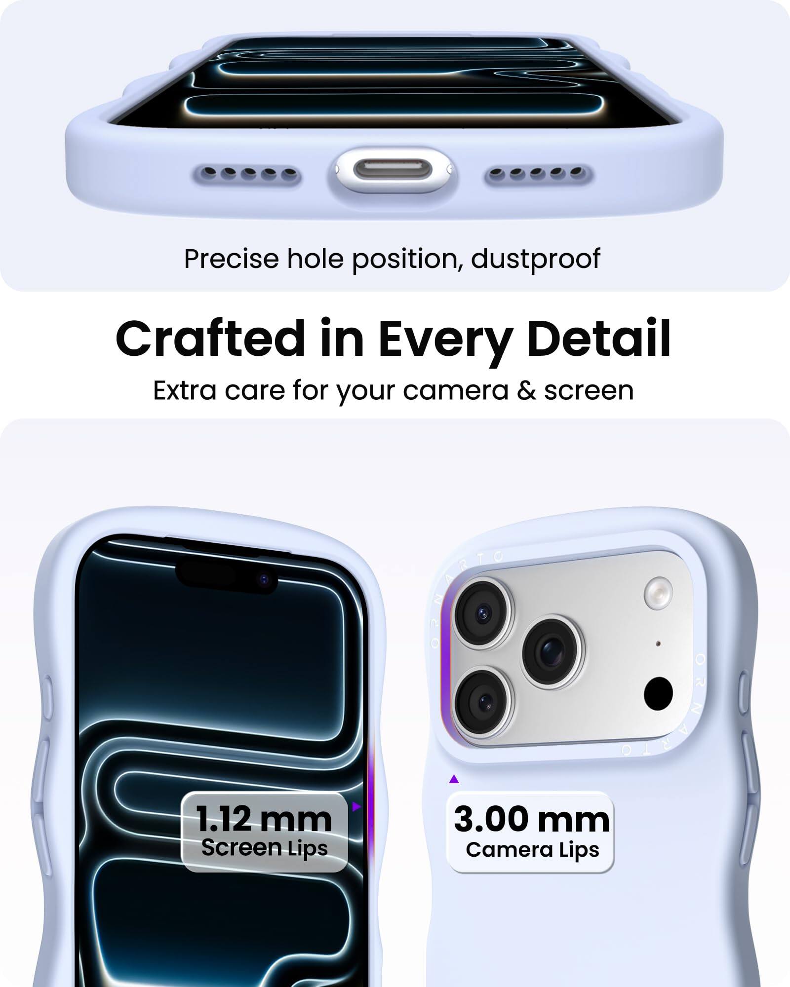 Ornarto for iPhone 17 Pro Case 6.3", Wavy Liquid Silicone Protection ...