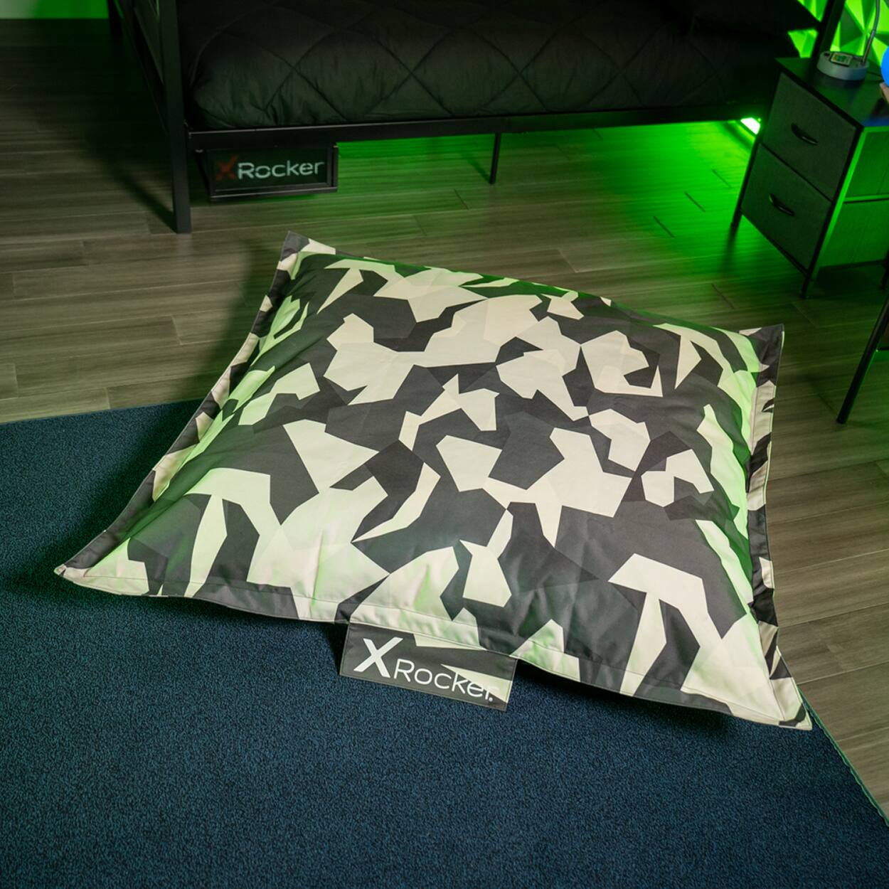 Best Buy: X Rocker Extra Large Geo Floor Gaming Bean Bag Cushion Gray ...