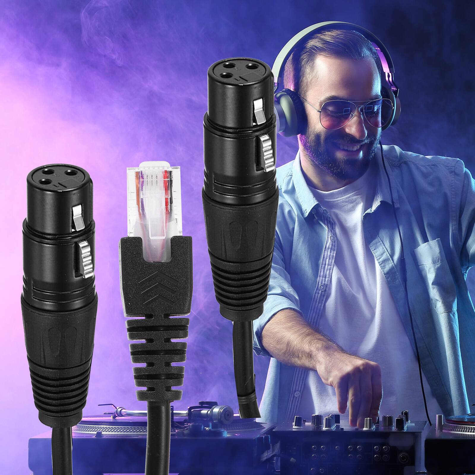 Unique Bargains 2pcs 3 Pin DMX512 XLR Female to RJ45 Male Adapter Cable ...