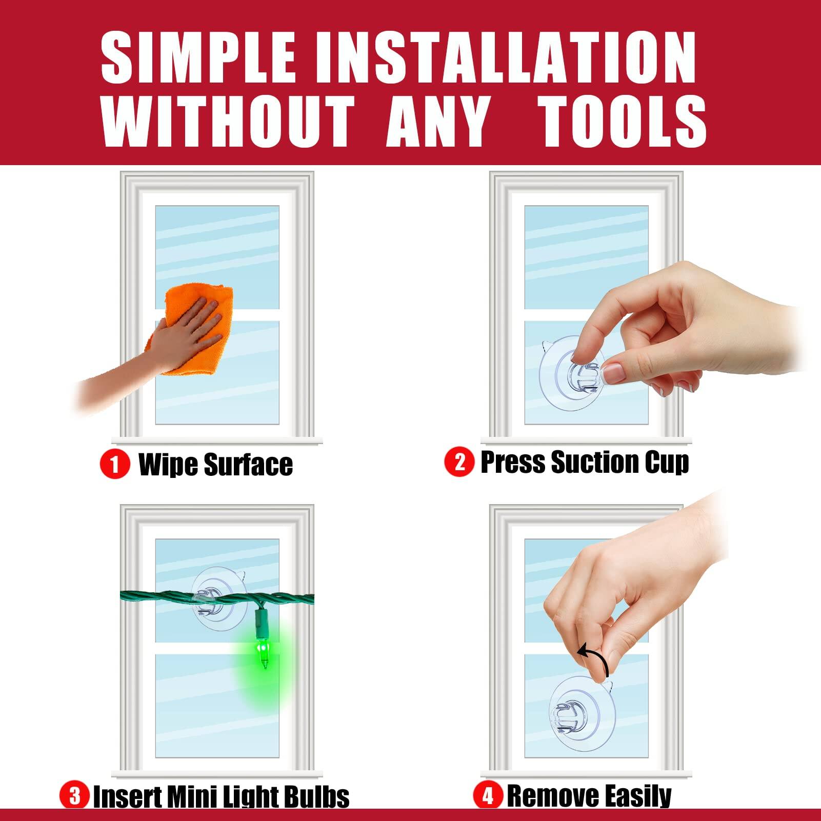 Paradigms Interiors Mini Christmas Light Suction Cups set Of 60 Small ...