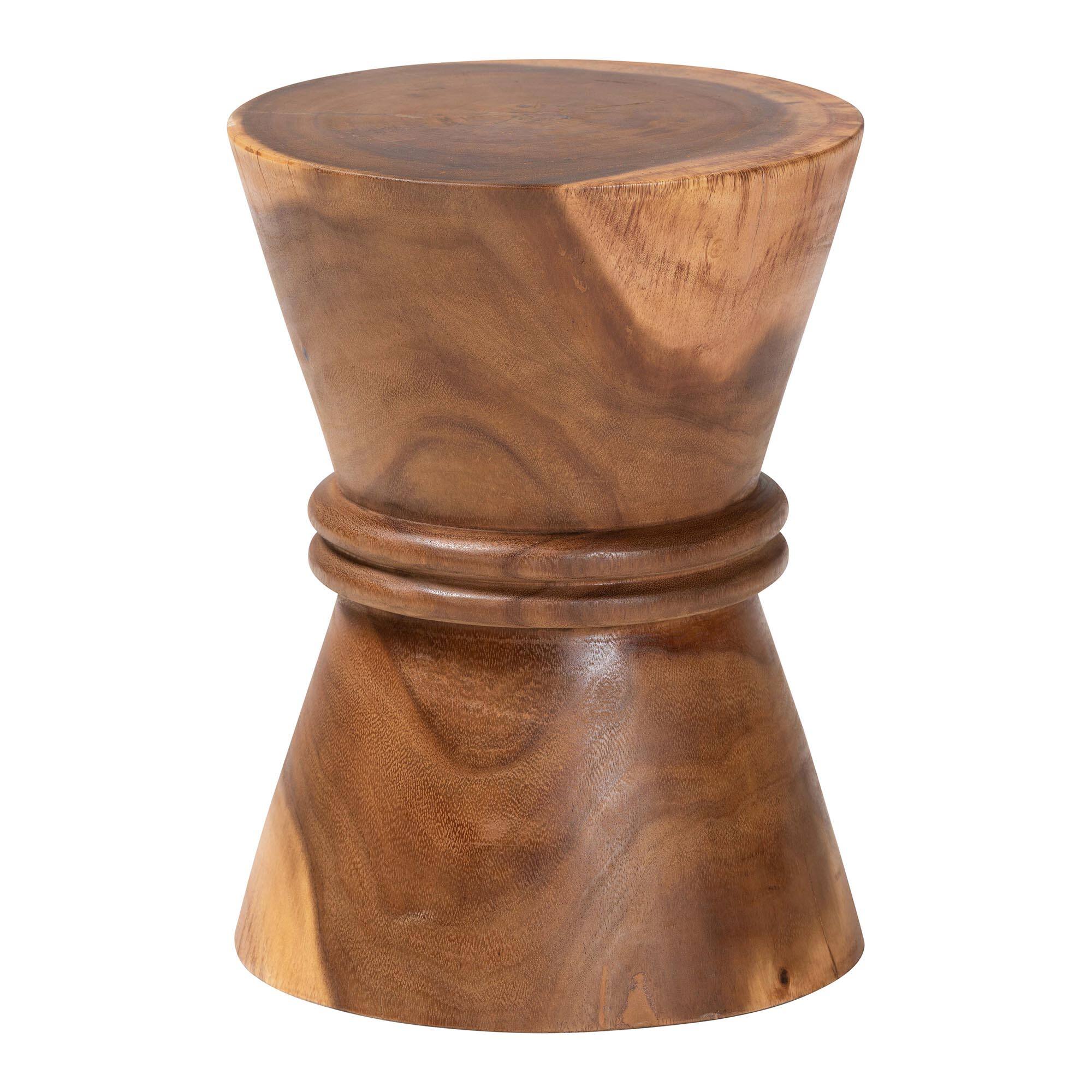 bali & pari Samira Solid Suar Wood Side Table Handcrafted Sculptural ...