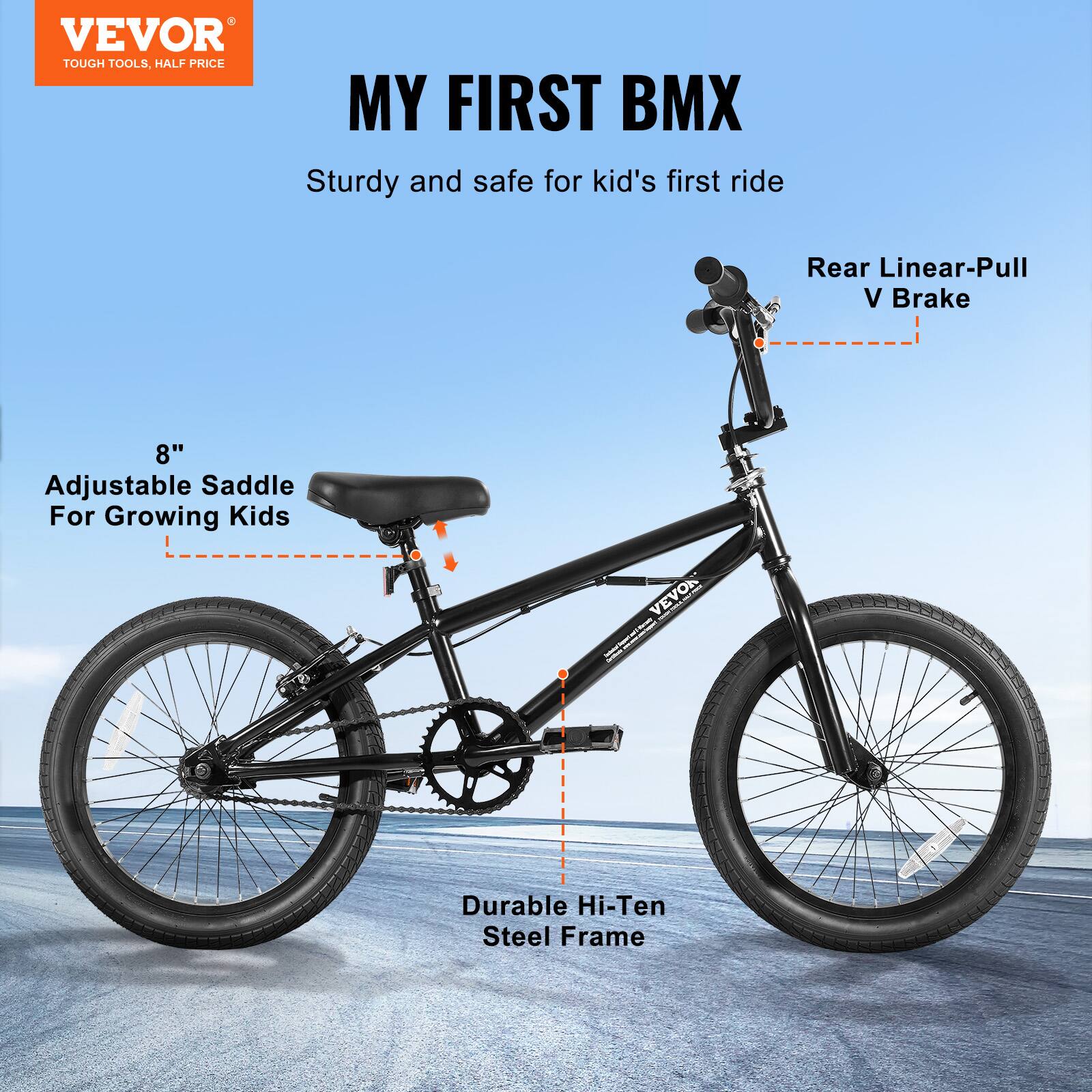 VEVOR BMX Bike, 18 Inch Wheel Freestyle Bike, BMX Race Bike with 360° Rotor, Beginner Level BMX ...