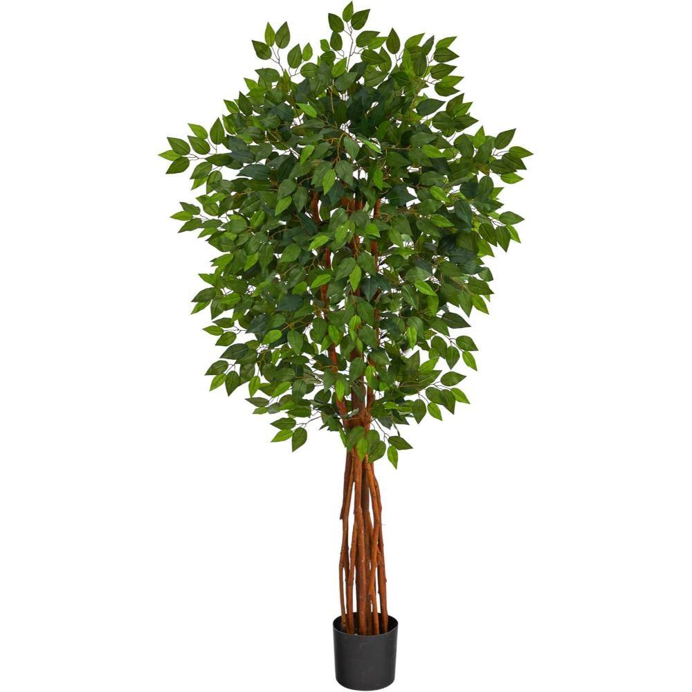BreeBe 5.5' Super Deluxe Ficus Artificial Tree with Natural Trunk Green ...