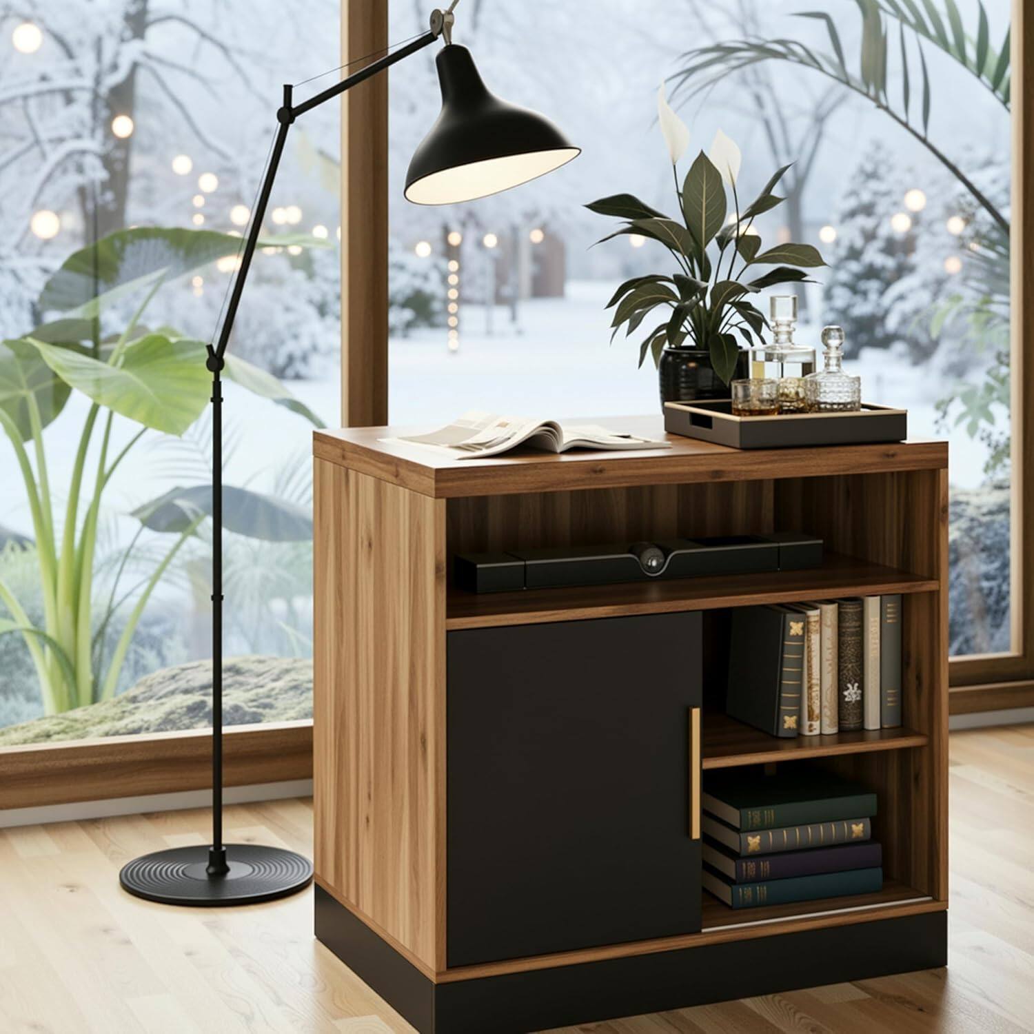 ModernMate Modern Wood Accent Cabinet with Sliding Door, Adjustable ...