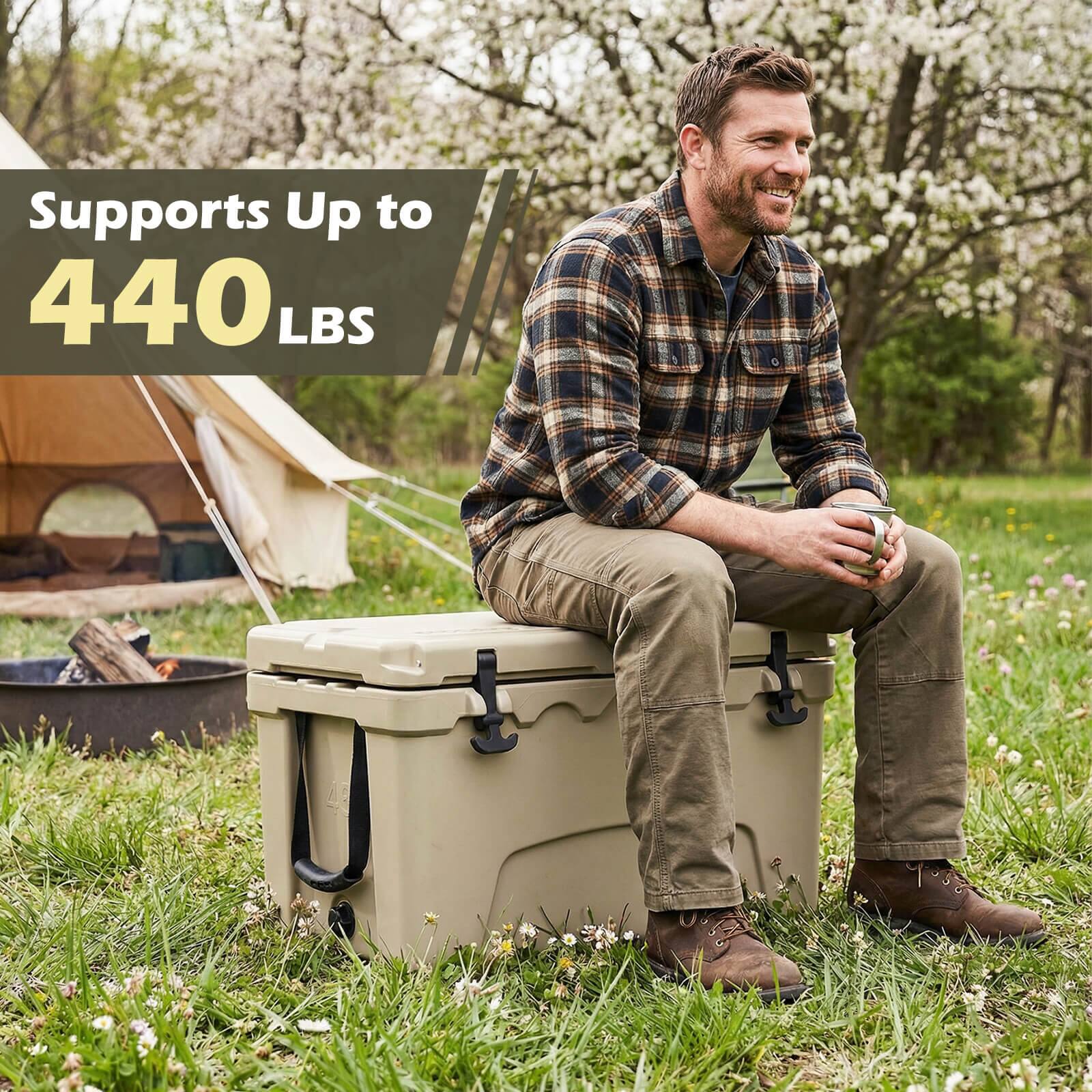 Costway 45 Quart Portable Hard Cooler, Insulated Ice Chest Keeps Cool ...