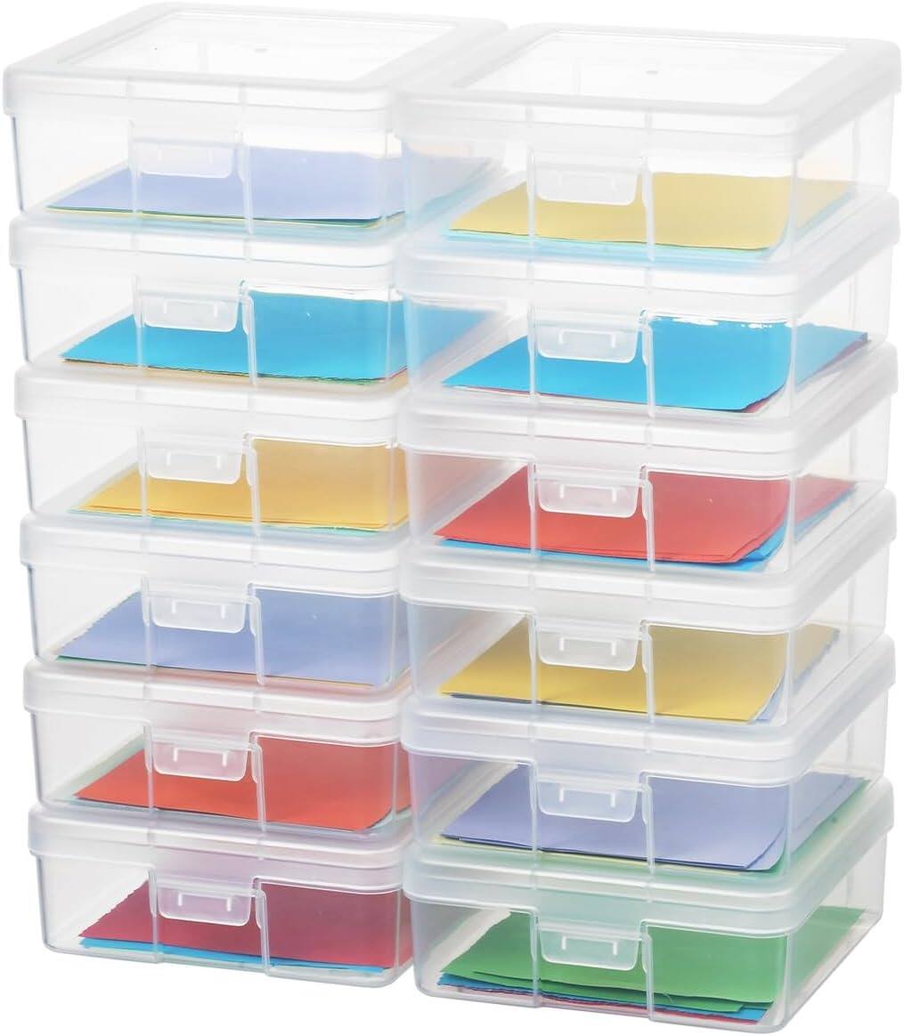 RTMB Clear Stackable Storage Boxes, 12 Pack, Plastic with Latching Lids ...