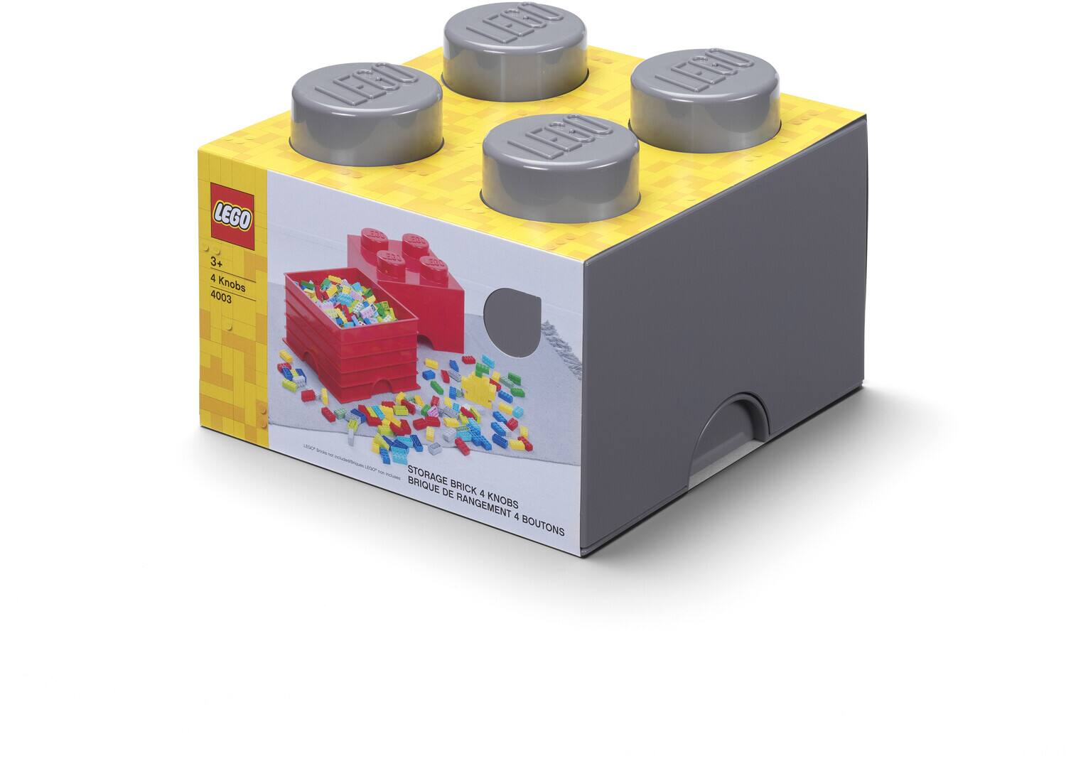 Room Copenhagen LEGO Stackable Storage Brick with 4 Knobs, Dark Grey ...
