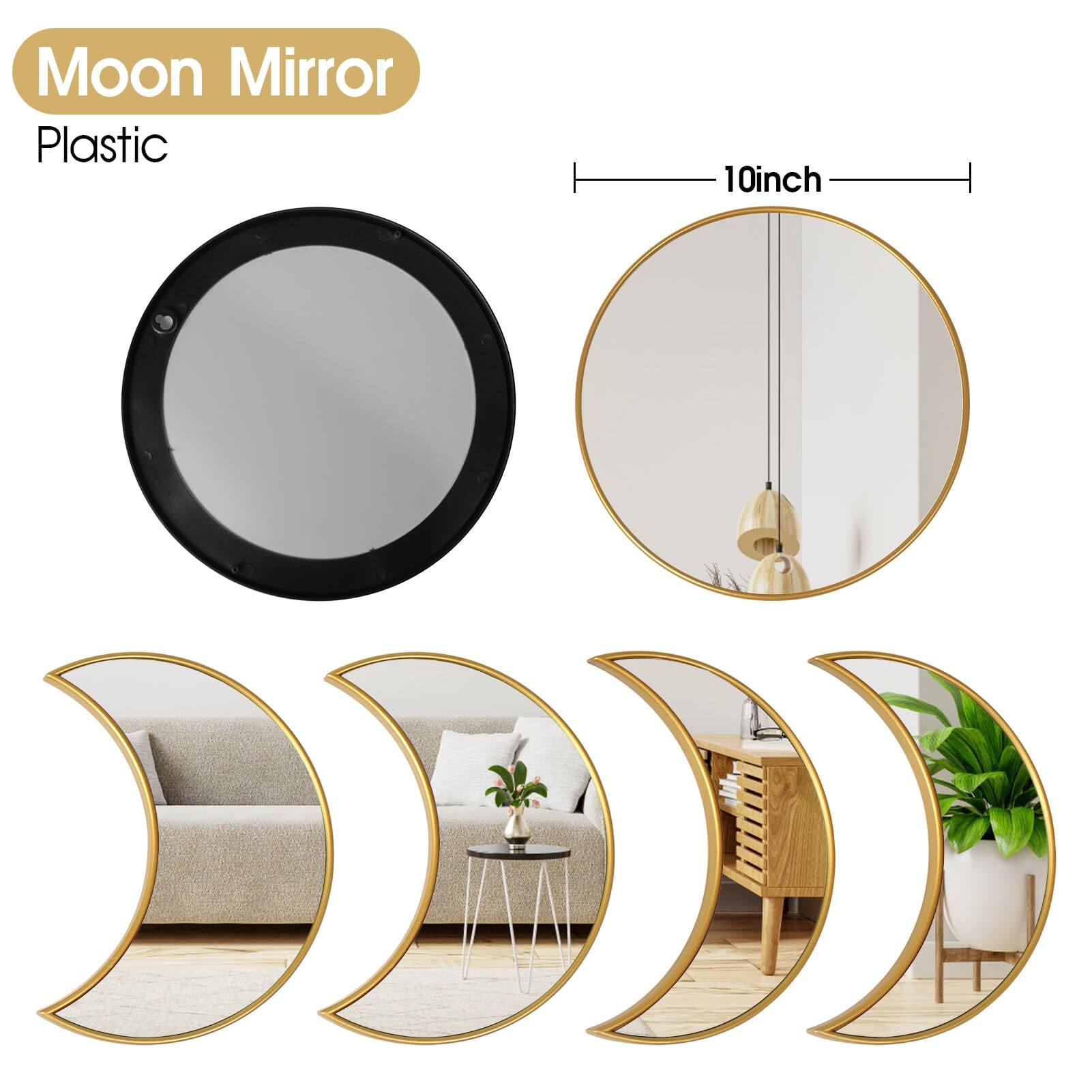 Live At Space Moon Phase Mirror Set 5 Real Glass Decor chic And ...