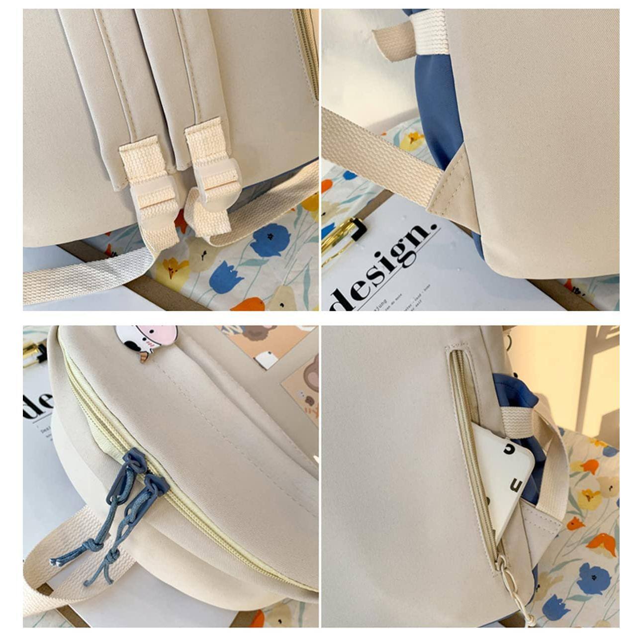 Pacoar Cade Cute Backpack With Pin Accessories Plush Pendant Lovely Pastel Rucksack For School ...