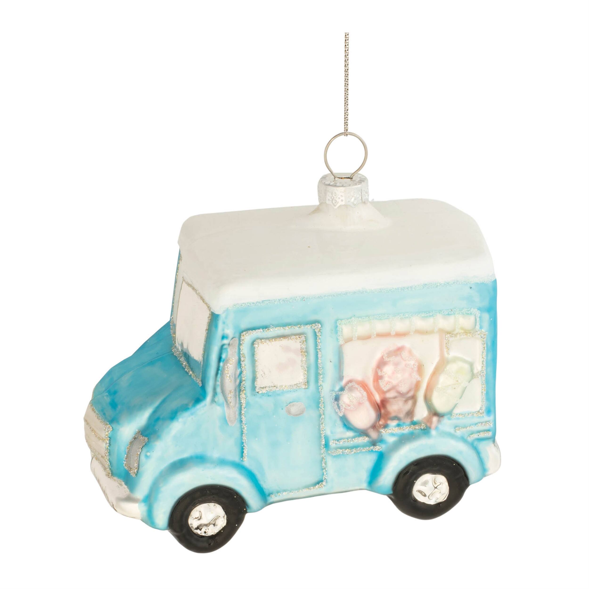BreeBe Glass Ice Cream Truck Ornament (Set of 12) Blue, Pink 95302DS ...