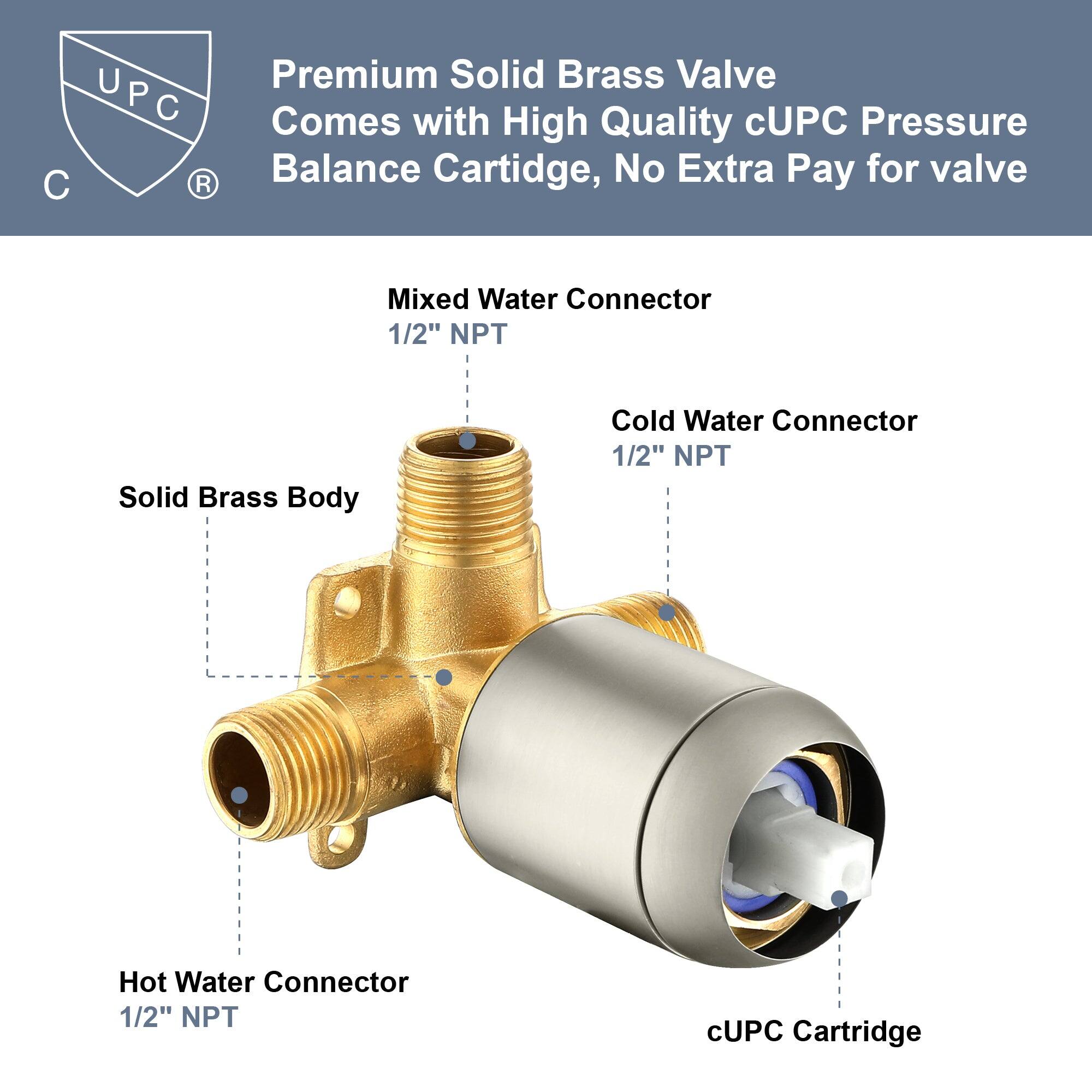 Brushed Wall Mount Faucet SUS304 Waterfall Spout cUPC Cartridge Single ...