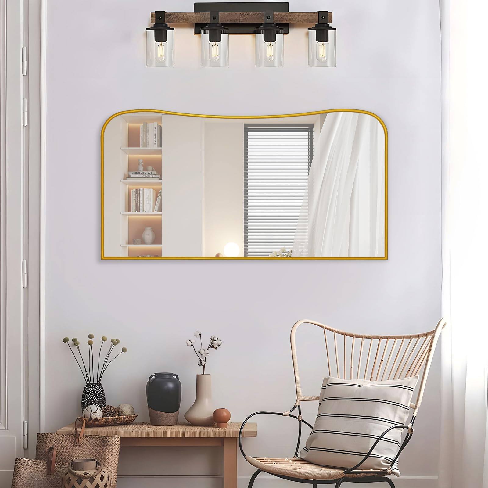 Comfort Essence Rectangular Mirrors 23 6"x47" Irregular Decorative ...