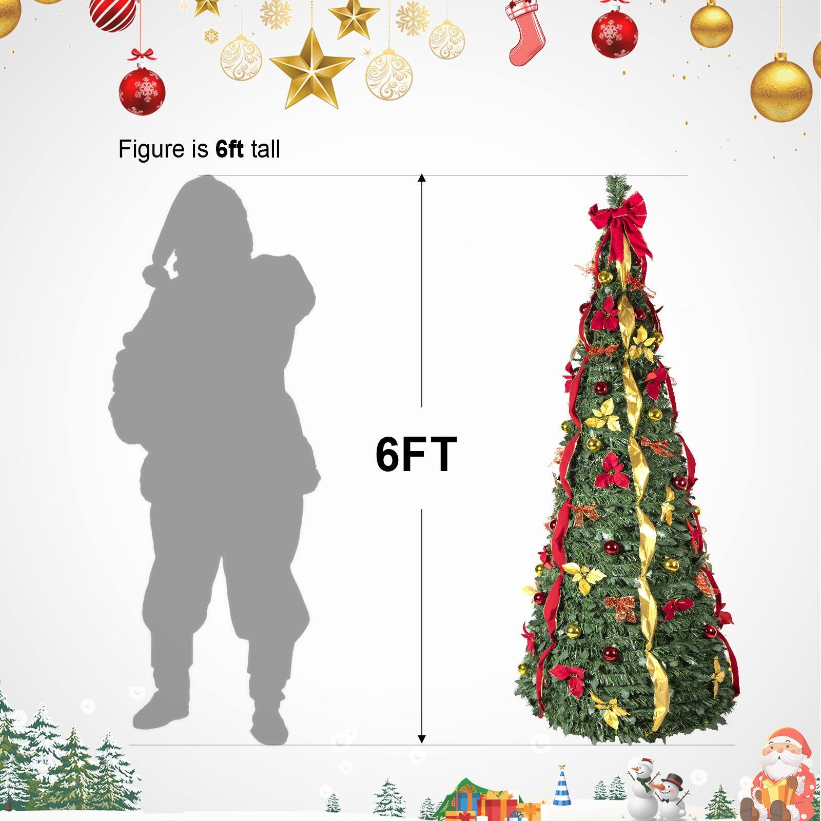 Boyel Living 6 ft. Pop Up Christmas Tree Pre Lit with 150 Warm White UL ...