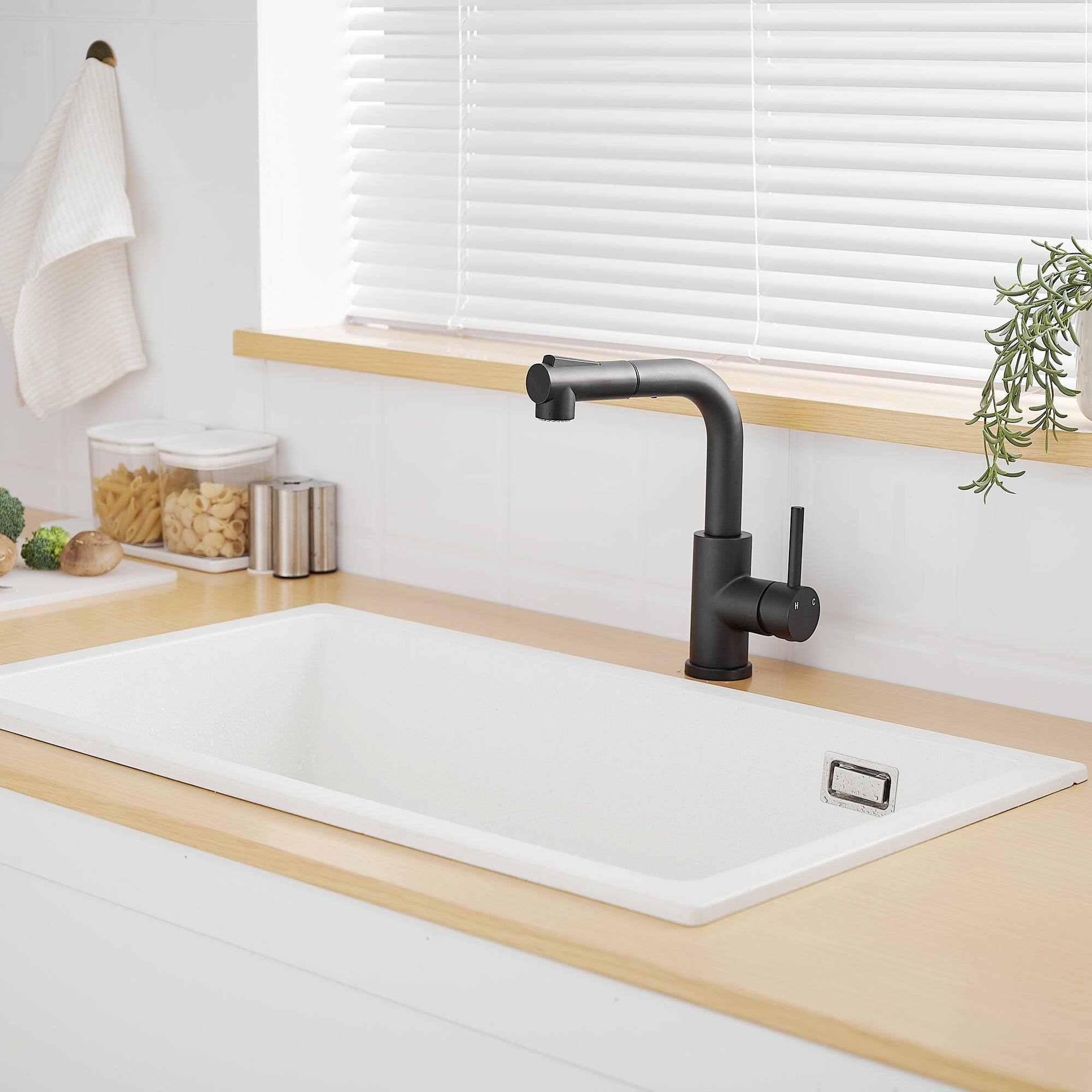 2 Spray Patterns Stainless Steel Pull Out Kitchen Faucet with Water ...