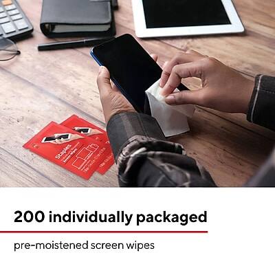 Staples TECH Individually Wrapped Screen Wipes, 200/Pack (ST63058 ...
