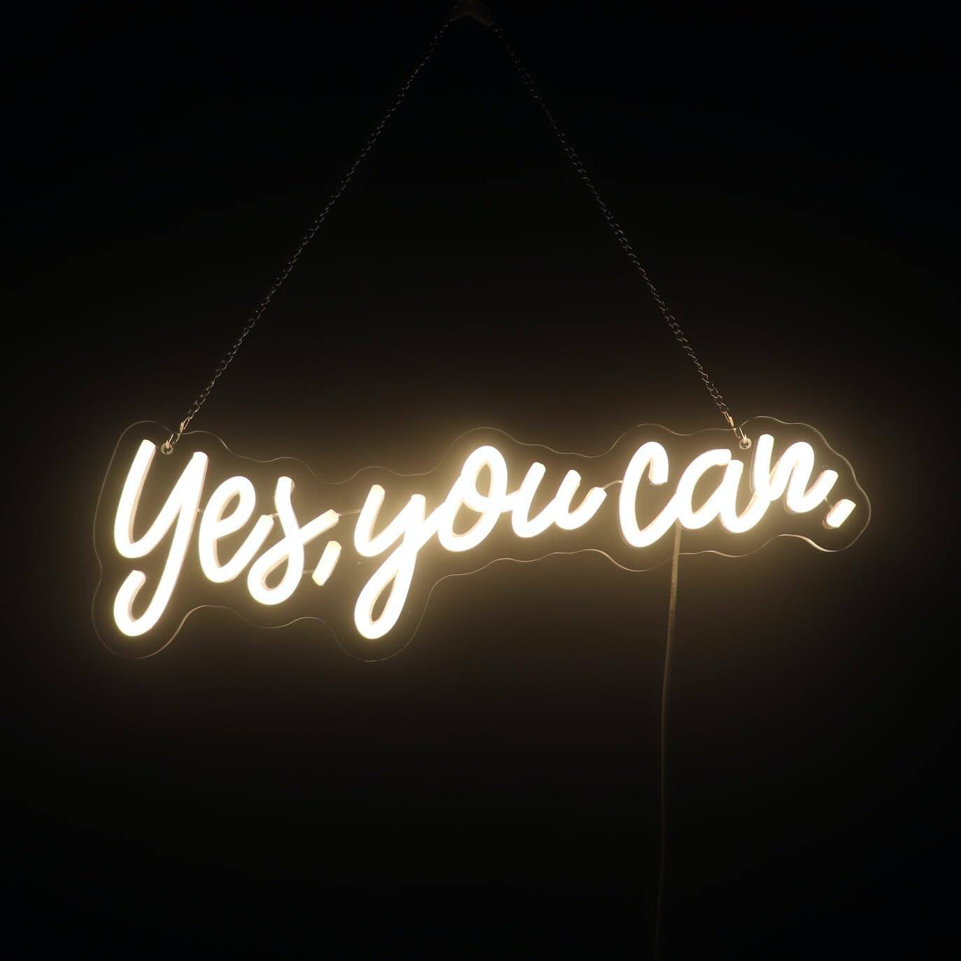 Auledio "Yes, You Can" LED Neon Sign Words Light Up Signs for Room Wall ...