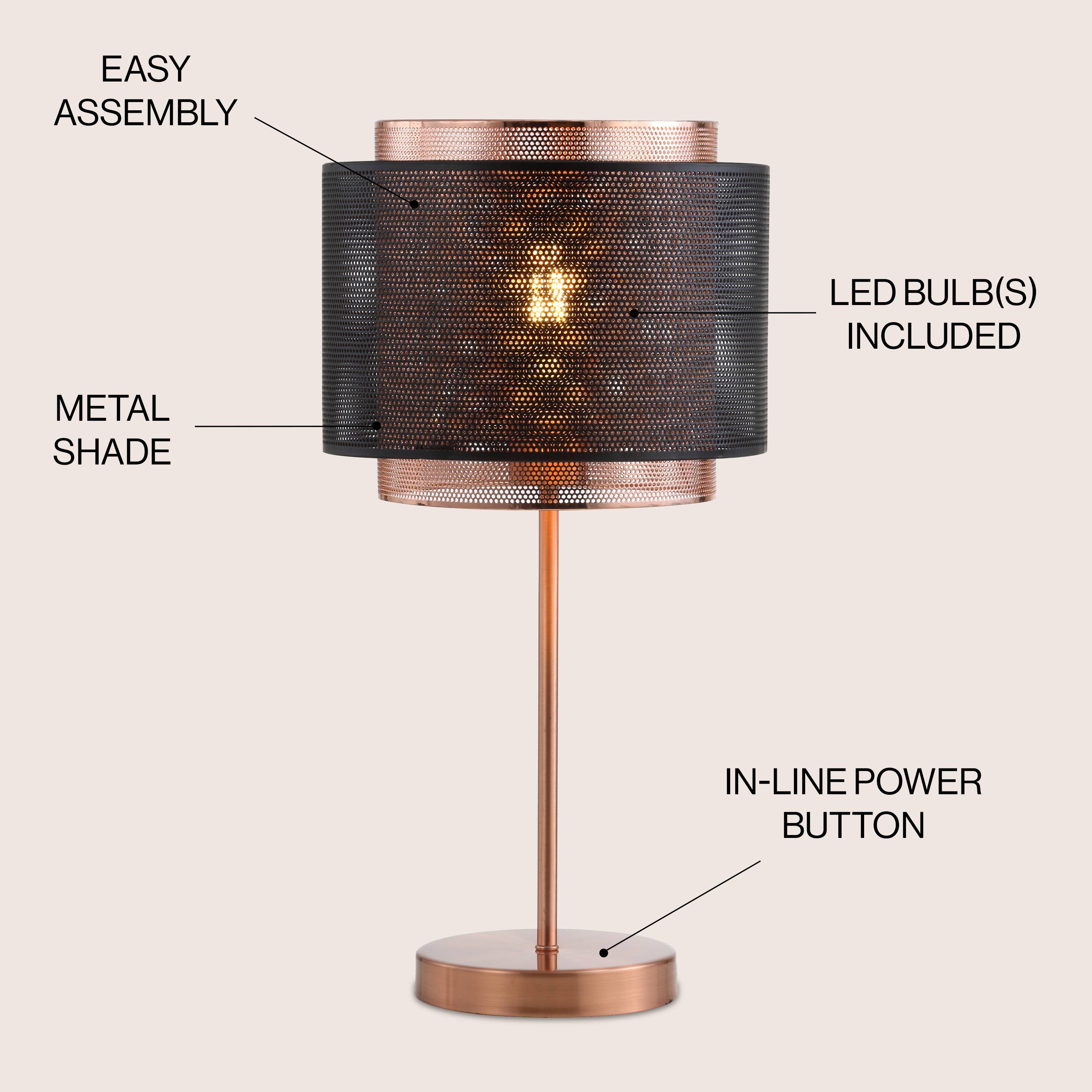 Jonathan Y Tribeca 19.7" Metal LED Table Lamp, /Black Copper JYL6106A ...