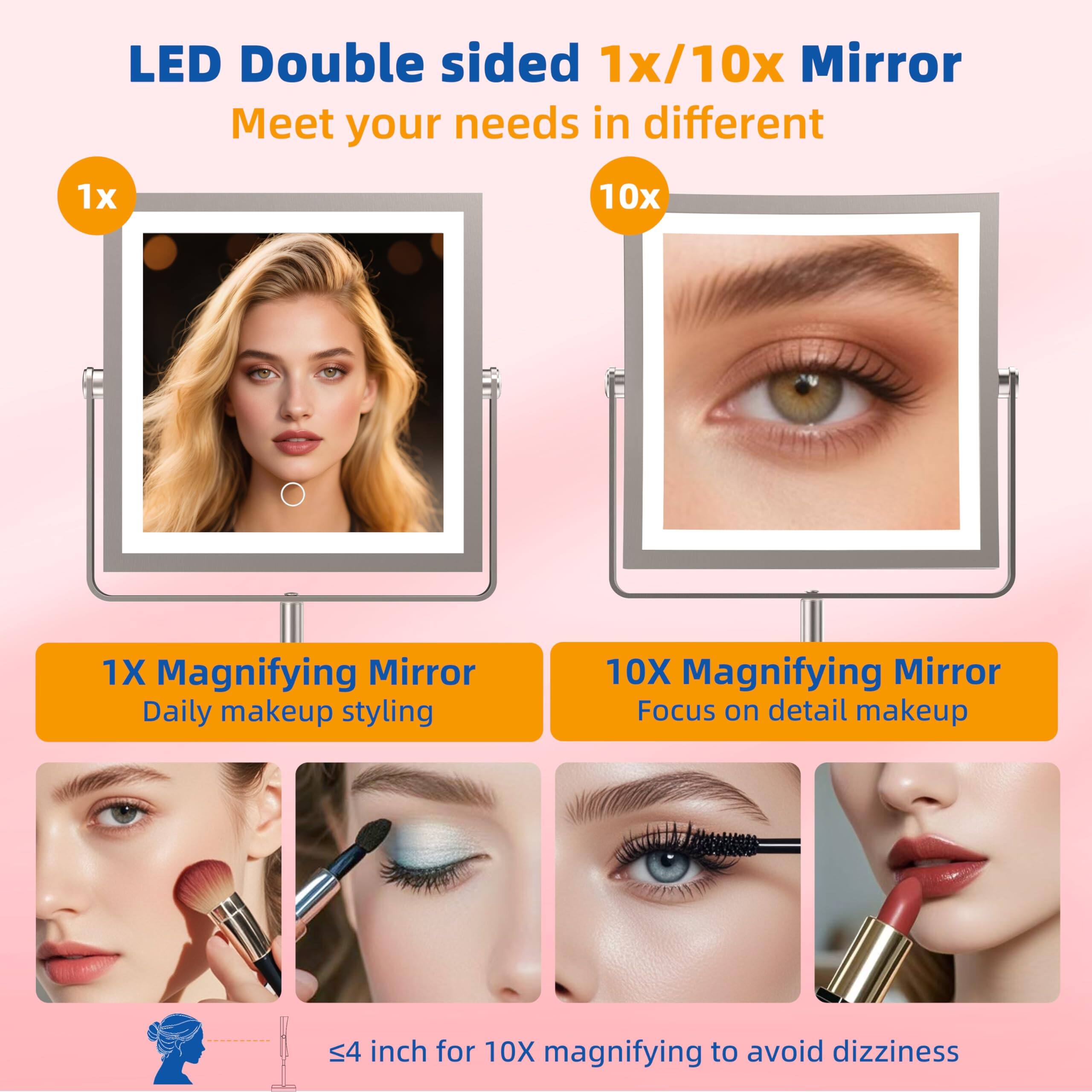 Cedar Assembly Mirror Lighted Magnifying Rechargeable Vanity Makeup ...