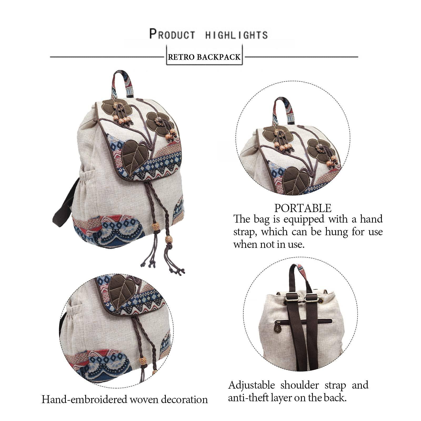 Stamp n Camp Backpack Purse For Women Casual Vintage Drawstring Pack ...