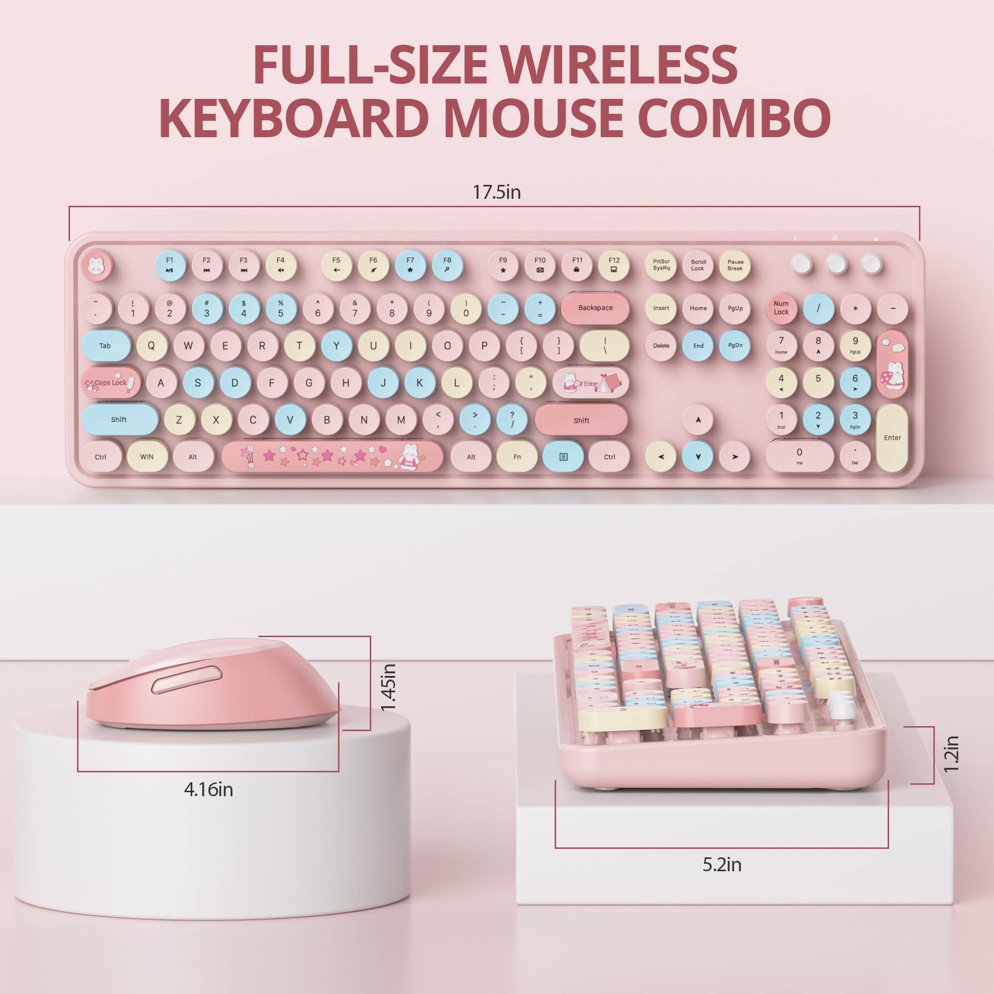 Pacoar Cade Pink And Mouse Wireless Cute Colorful Typewriter Full sized ...