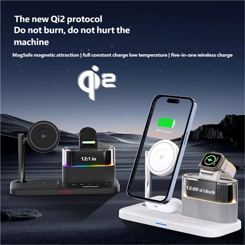 SKRAN Certified 3 in 1 Magnetic Wireless Charger QI2 RGB Colorful Light ...