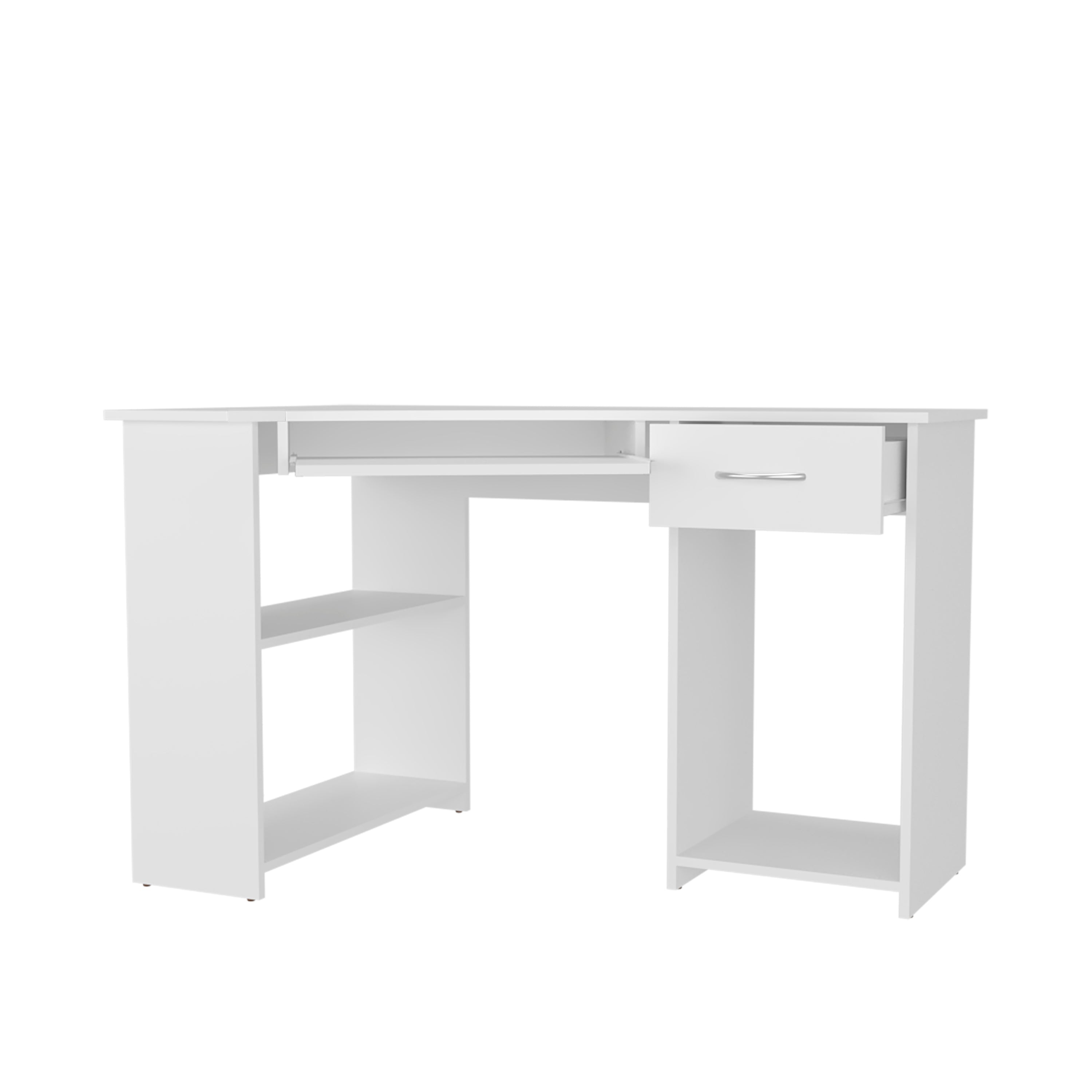 TinyHomie Corner Computer Desk L Shaped with Drawer and Shelf White SF ...