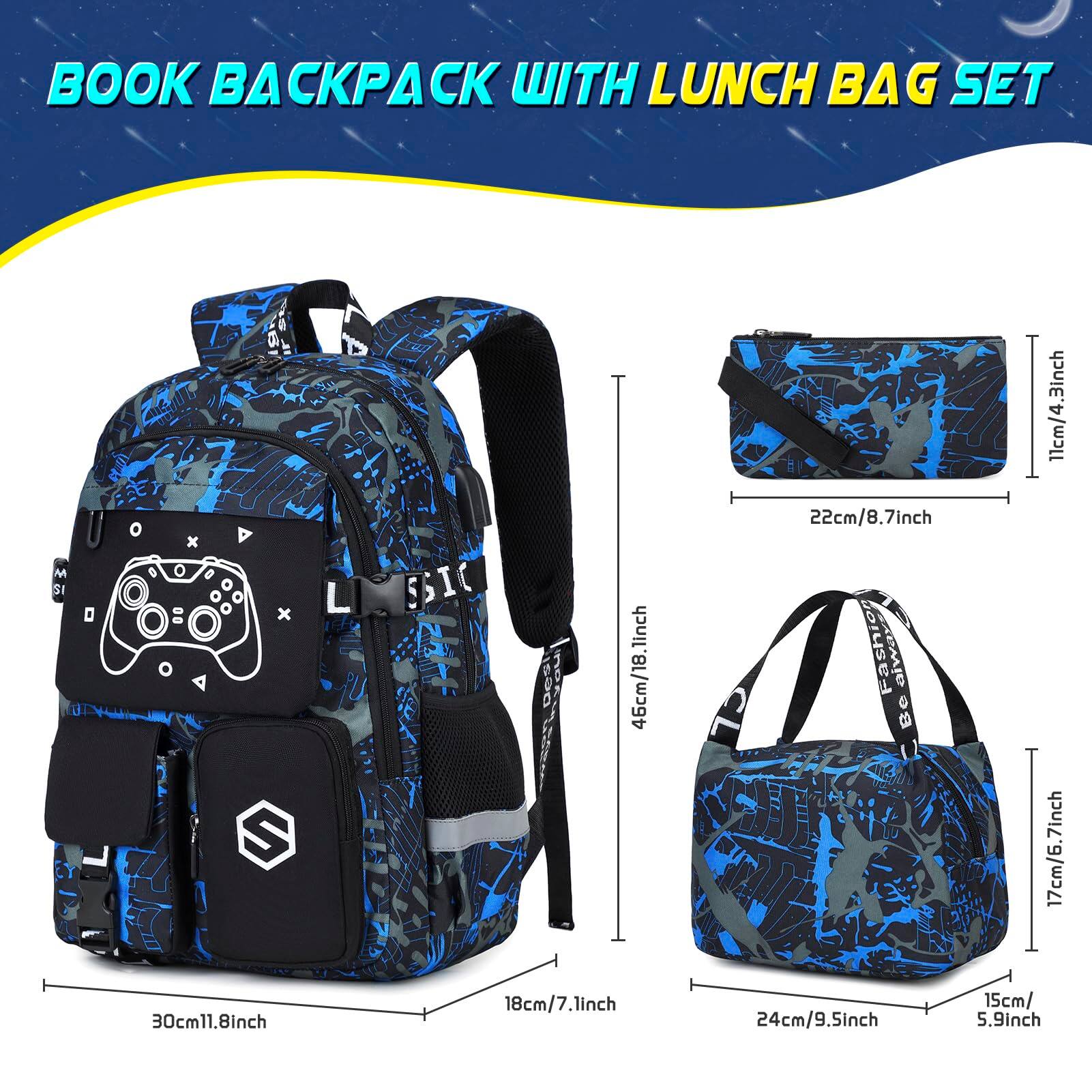 Pacoar Cade Backpack Cool Luminous School Backpacks For With Lunch Bag ...