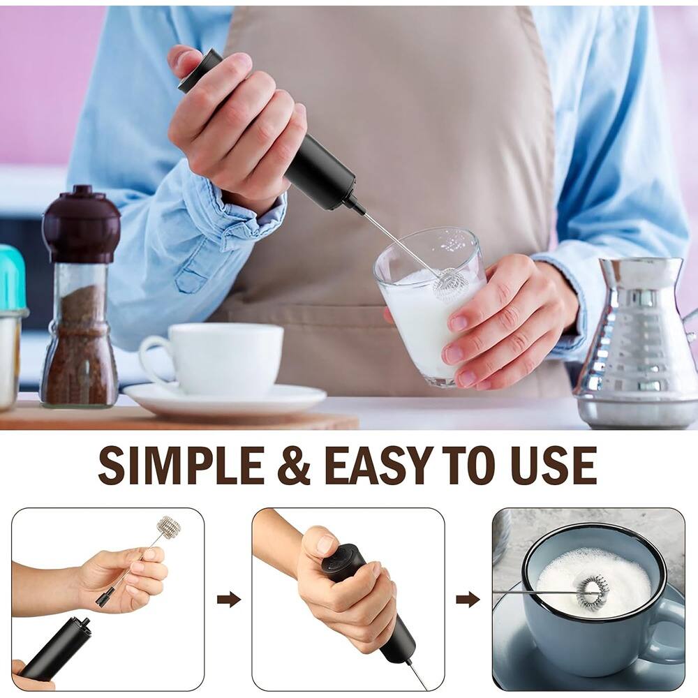 ACJPR Handheld Rechargeable Milk Frother Wand for Coffee with 5 Whisk ...