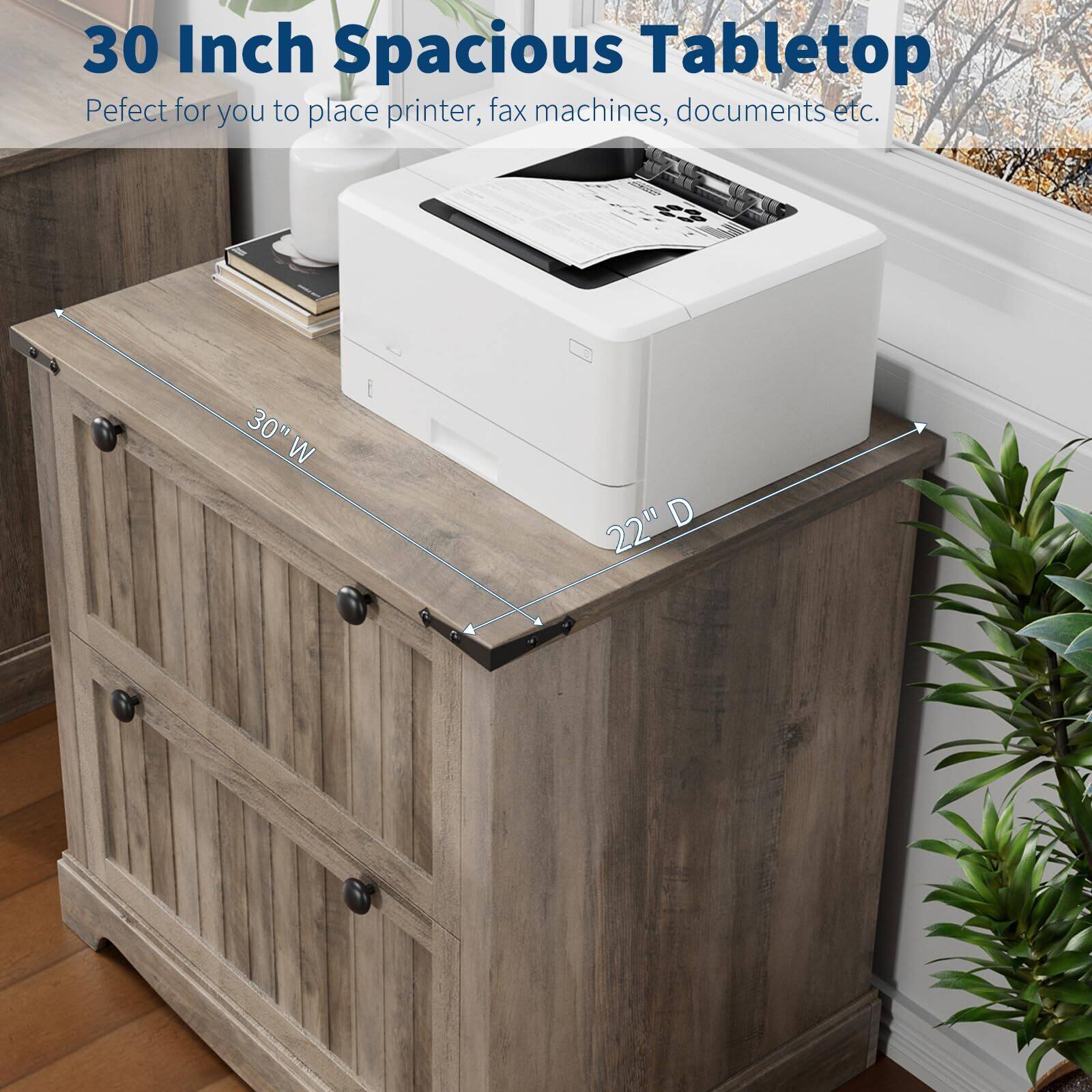 Acekool Farmhouse Lateral File Cabinet with 2 Large Drawers, 30" File ...