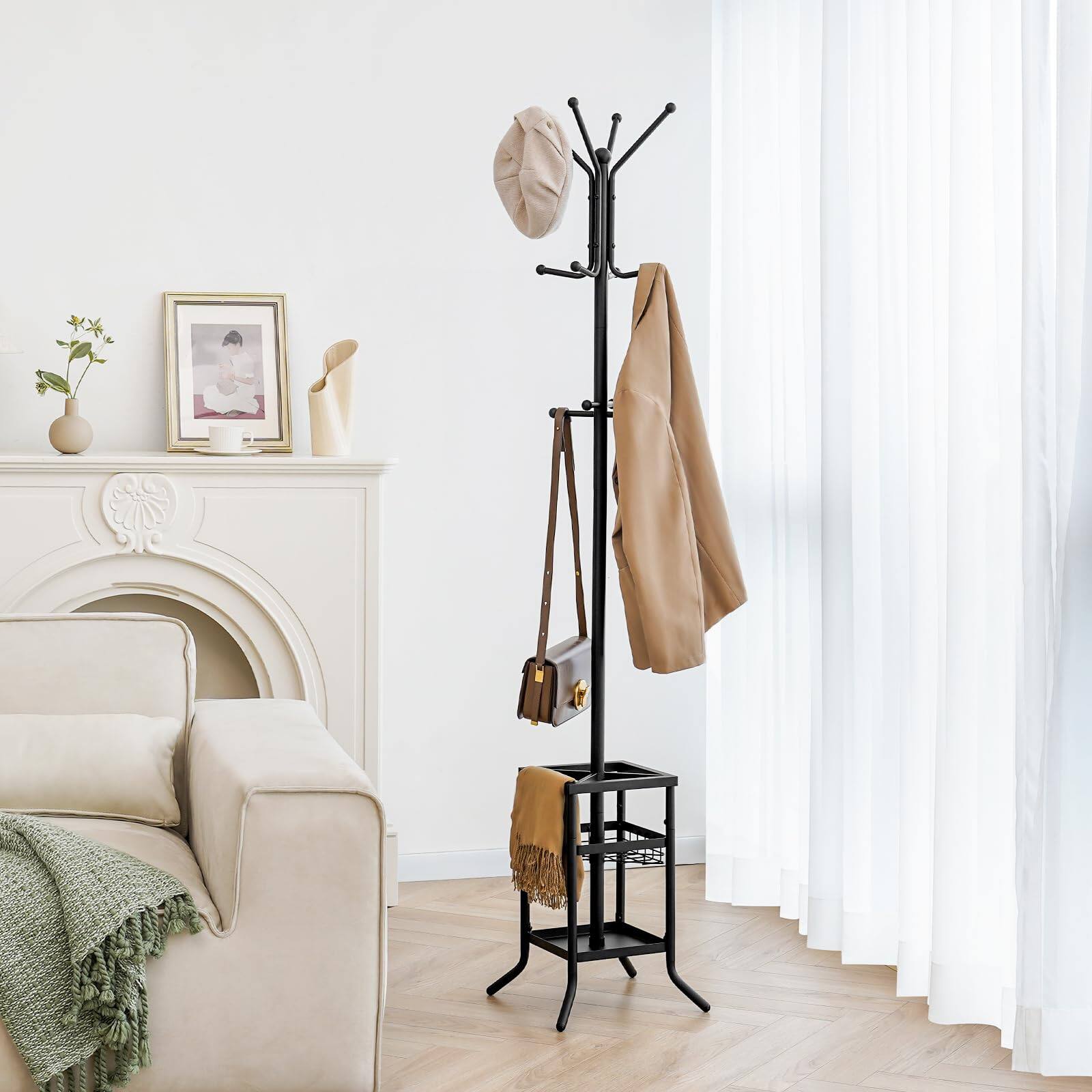 Hirose Alice Yoobure Coat Rack Freestanding Coat Tree with Black ...