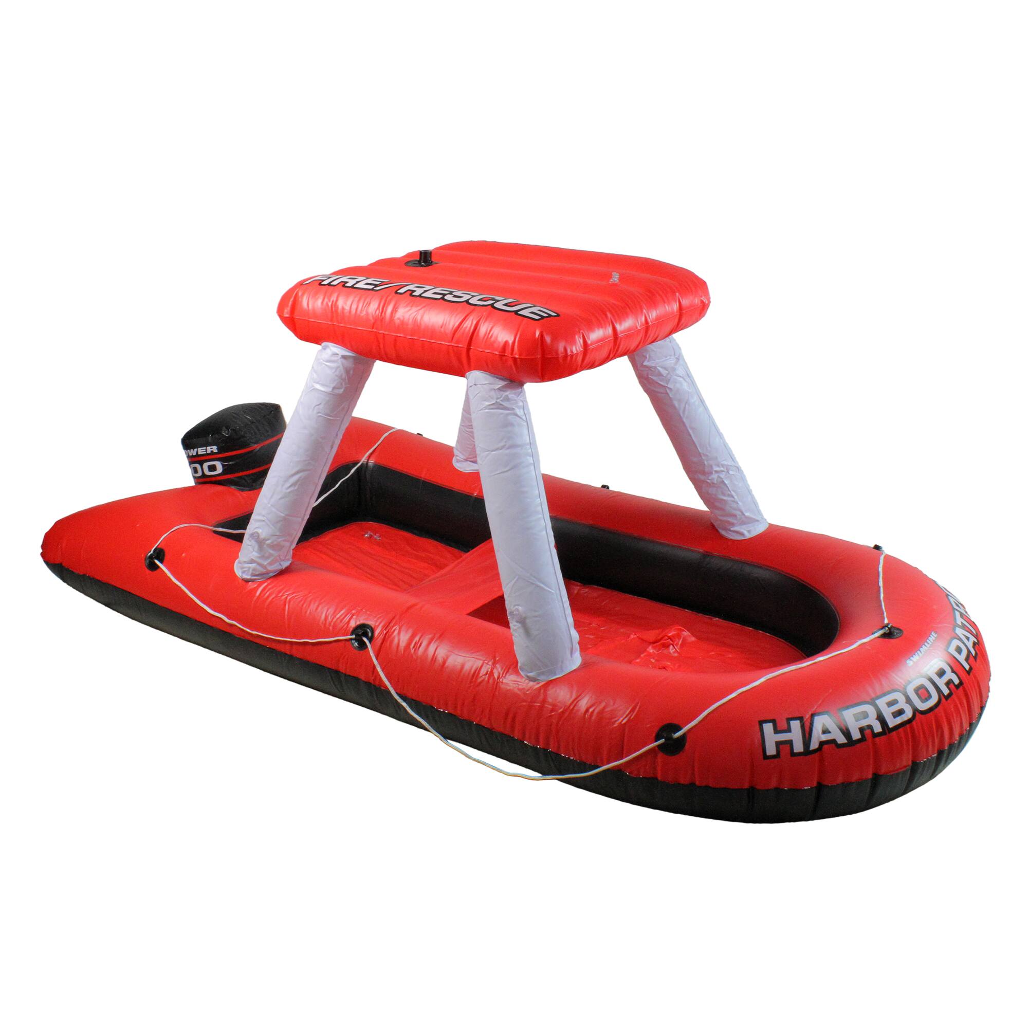 Swim Central Inflatable and White Fire Boat Ride On Water Squirter ...