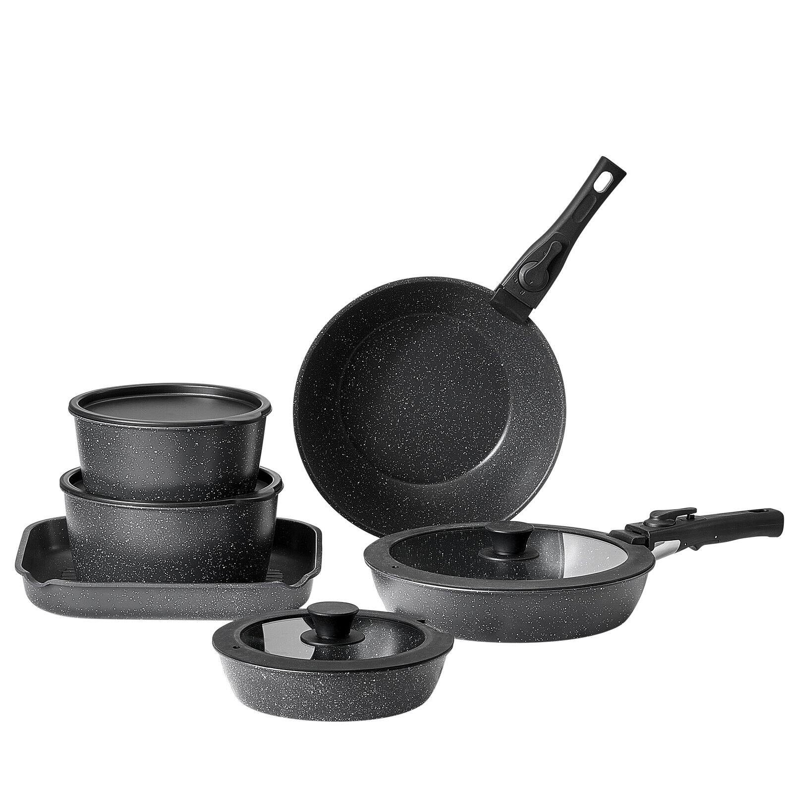 Glintex 17 Piece Pots and Pans Set, Nonstick Induction Cookware with ...