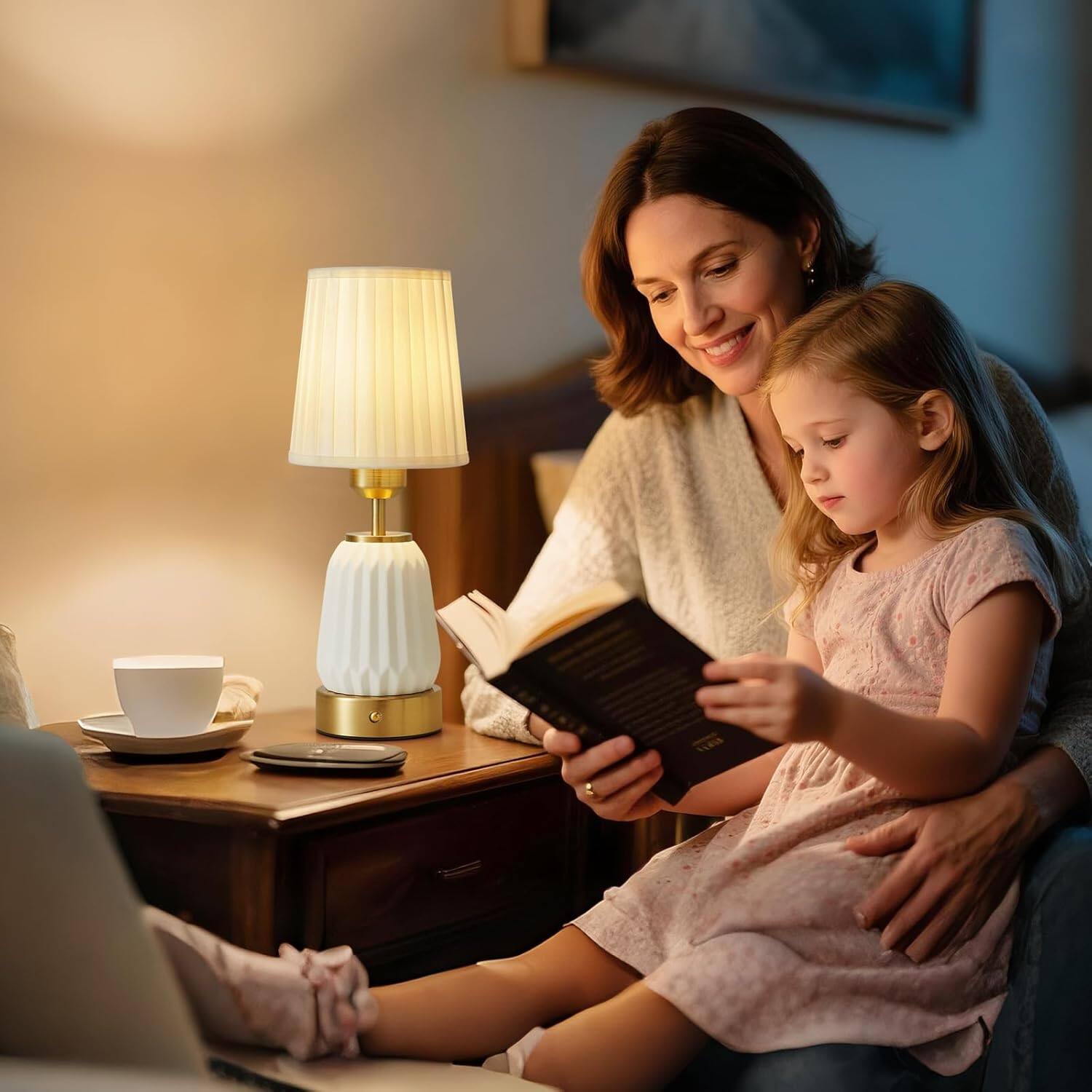 Stamp n Camp Modern LED Ceramic CordlessTable Lamps with Dimmer Led ...