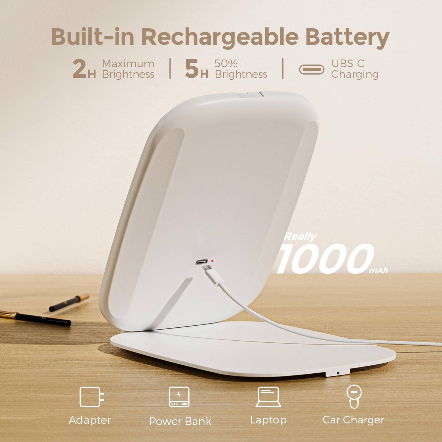 Stamp n Camp Travel Makeup Mirror, Rechargeable Portable Mirror with ...