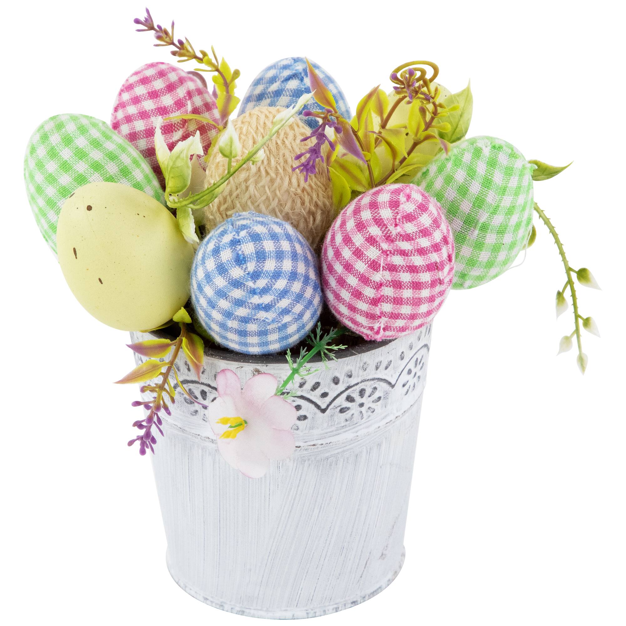 Northlight - Easter Egg Spring Potted Floral Arrangement - 7" - Multi ...
