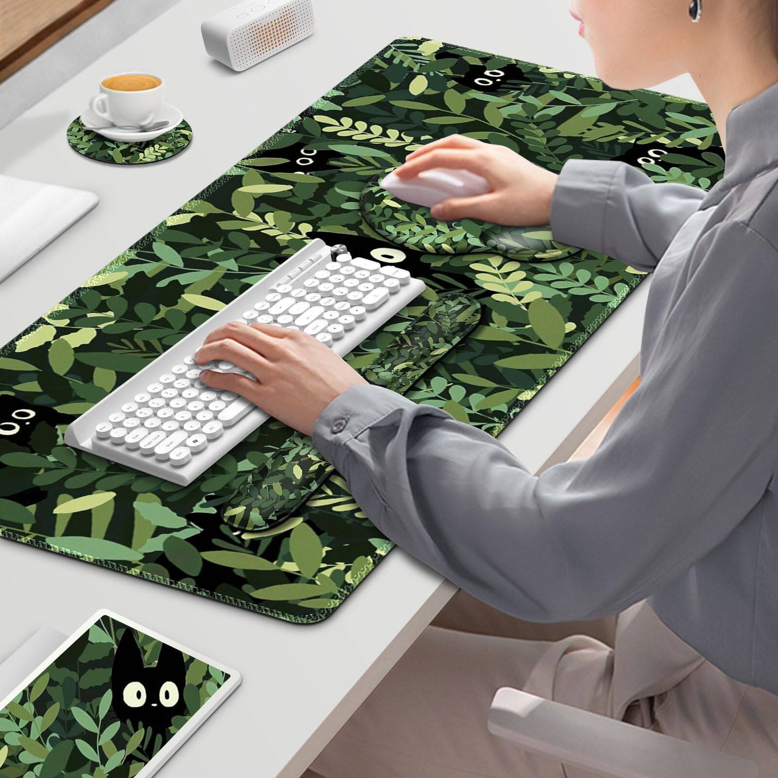 Earthley Blooms Large Desk Mat Cute Anime Cats Gaming Mouse Pad ...